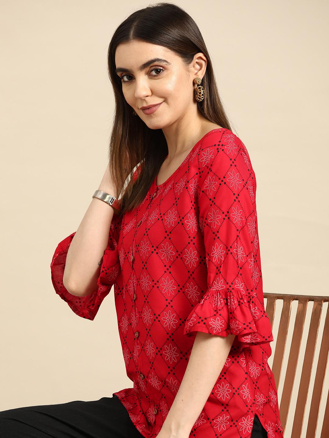 Buy Anouk Red Printed Short Kurti - Kurtis for Women 22048120 | Myntra