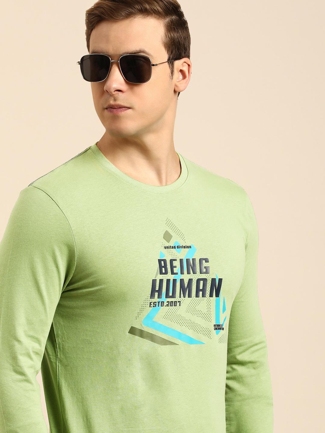 Buy Being Human Brand Logo Printed Pure Cotton T Shirt - Tshirts for ...