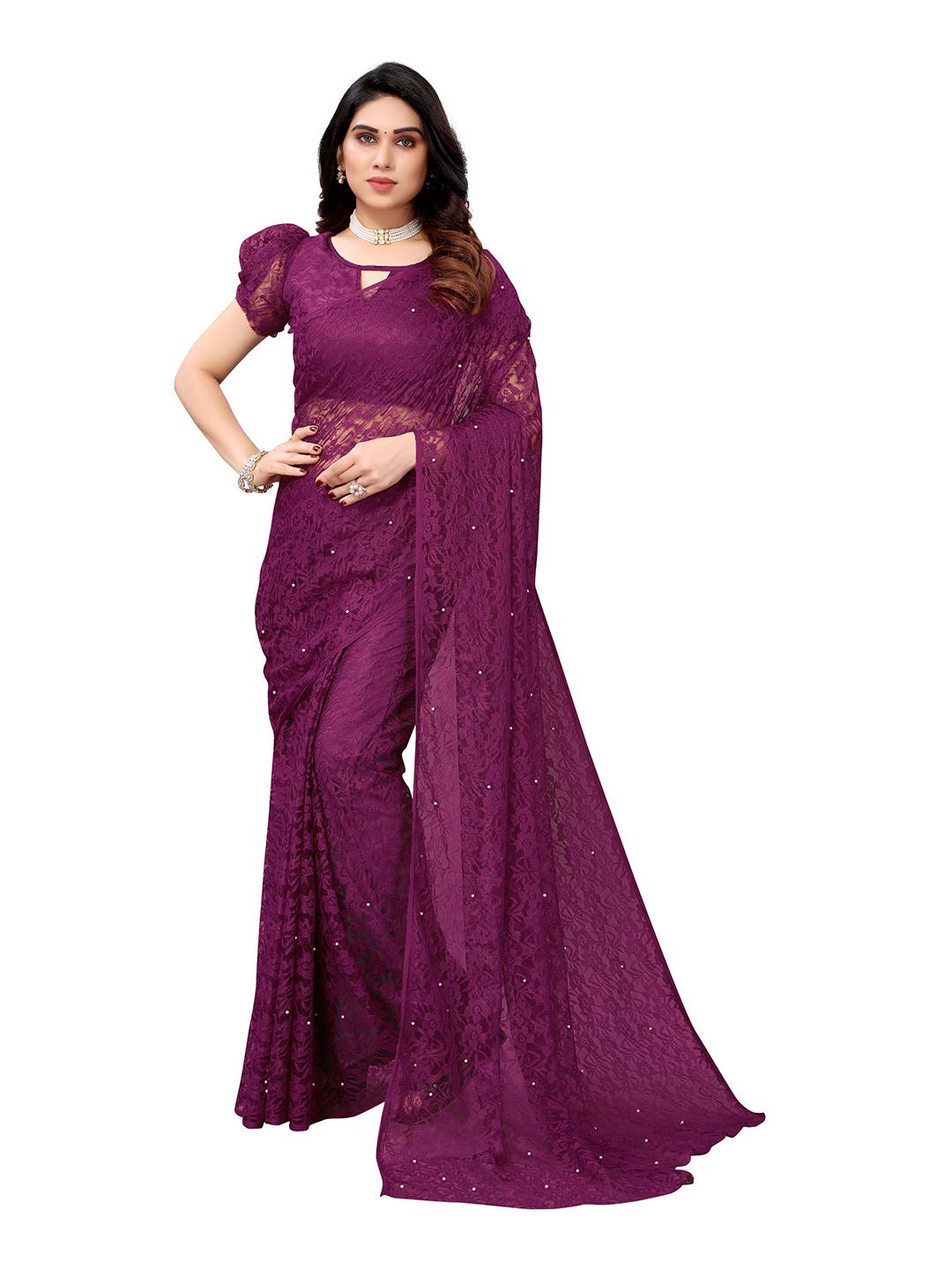 Buy SAADHVI Floral Woven Design Net Saree - Sarees for Women 22051620 ...