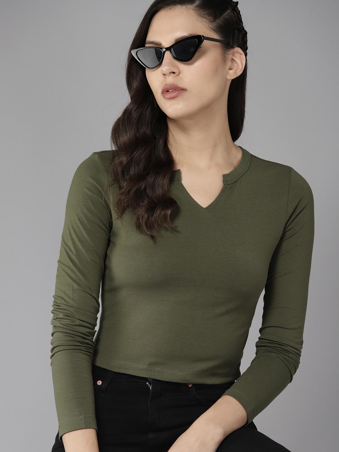 Buy Roadster Solid Cotton Top - Tops for Women 22091658 | Myntra
