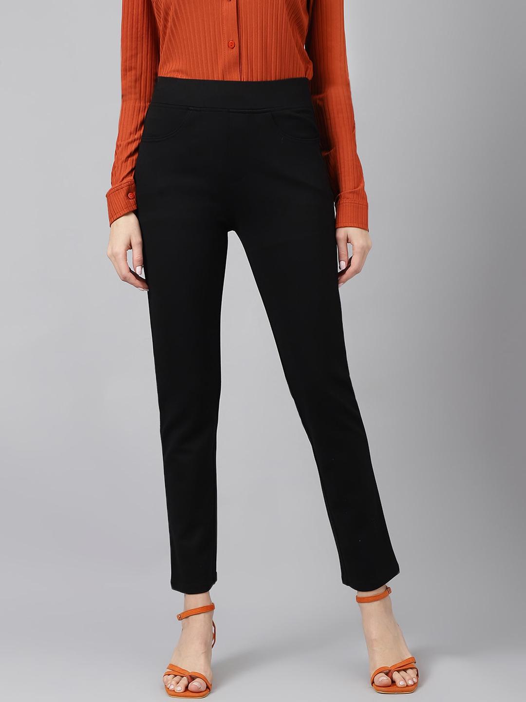 Buy Xpose Women Comfort Slim Fit High Rise Trousers - Trousers for ...