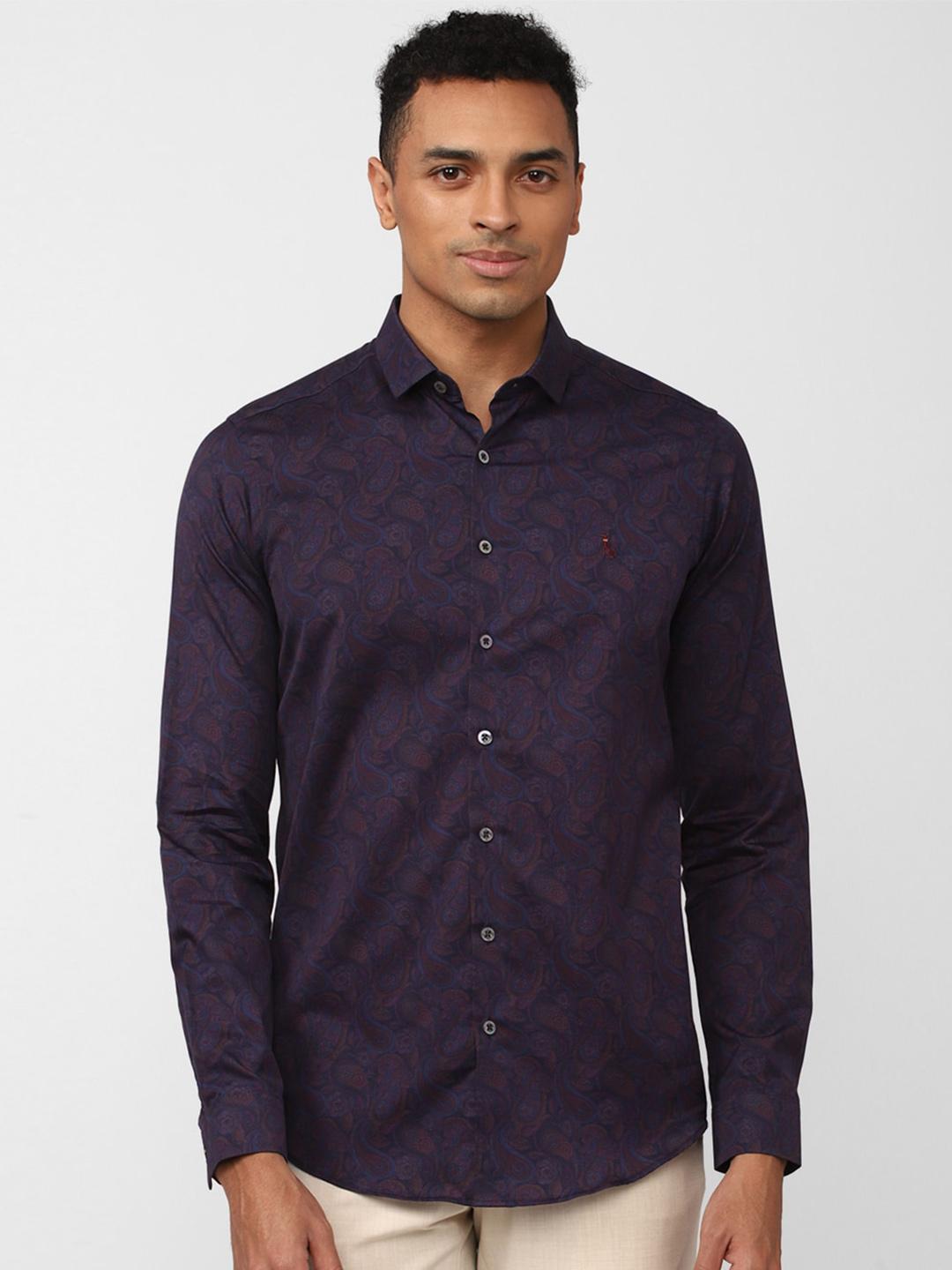 Buy SIMON CARTER LONDON Spread Collar Paisley Printed Slim Fit Pure ...
