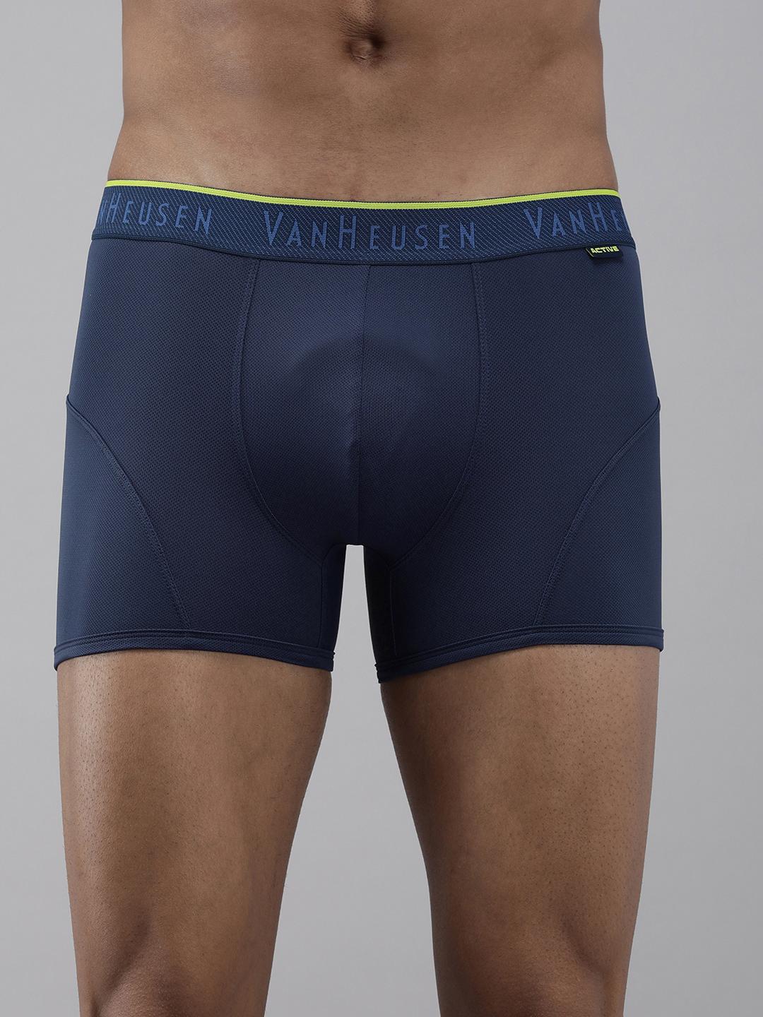 Buy Van Heusen Innerwear Men Medieval Blue Solid Swift Dry 4 Way ...