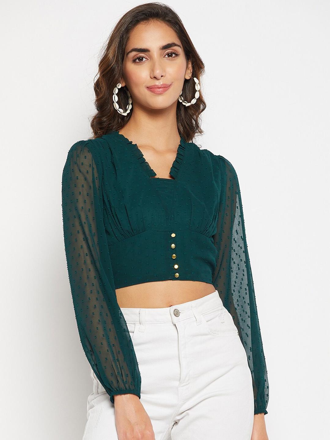 Buy WineRed Green Crop Top - Tops for Women 22134510 | Myntra