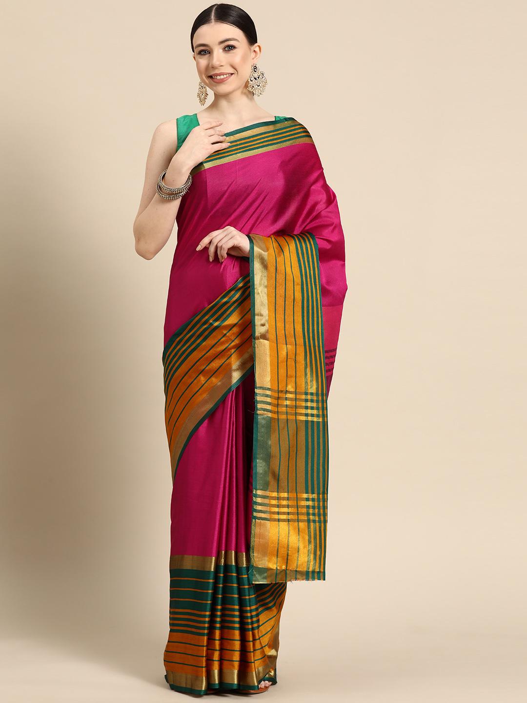 Buy Silk Land Kalamkari Zari Art Silk Arani Saree - Sarees for Women ...
