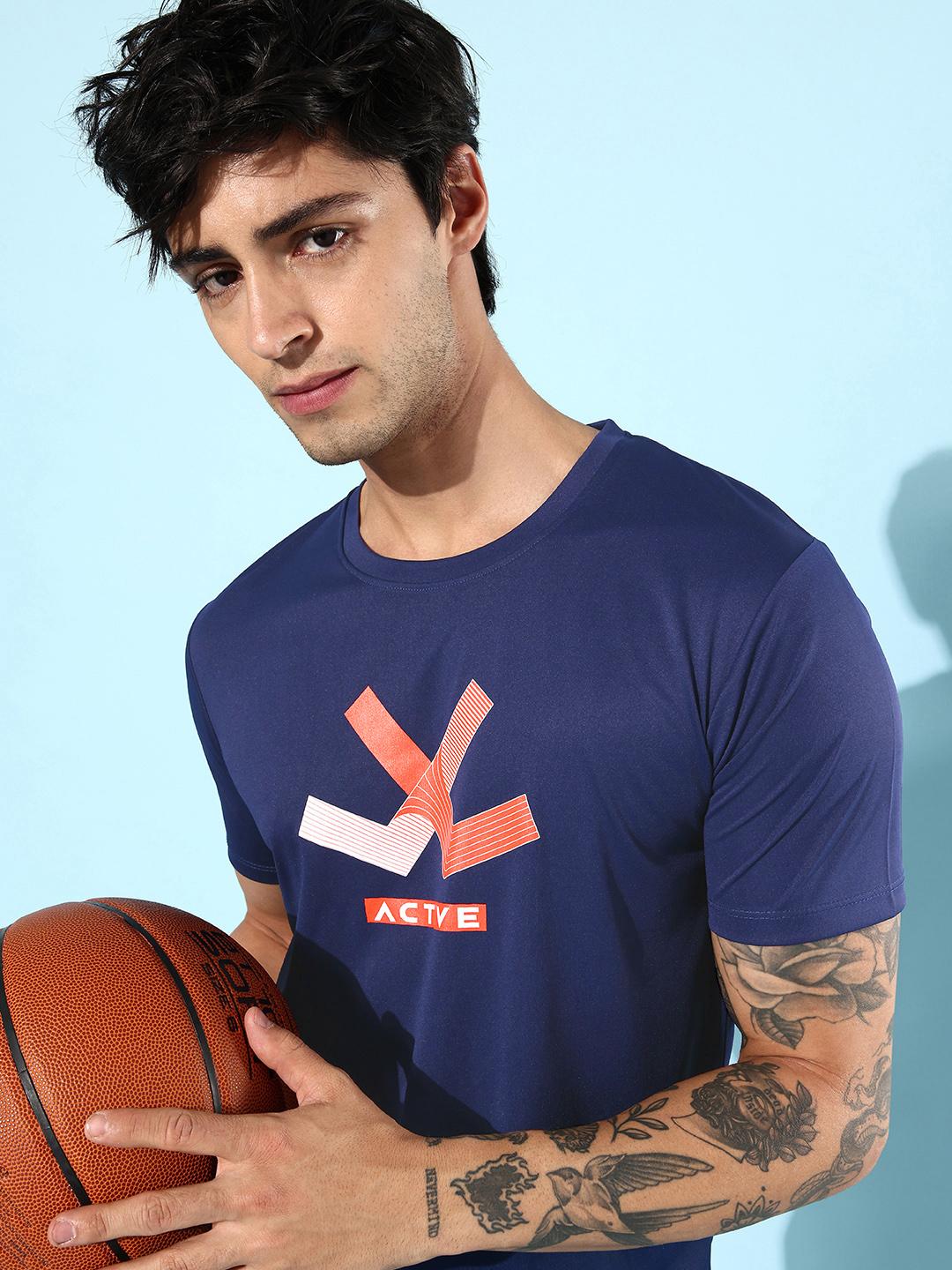 Buy WROGN ACTIVE Men Dry Pro Brand Logo Printed Slim Fit Sports T Shirt ...