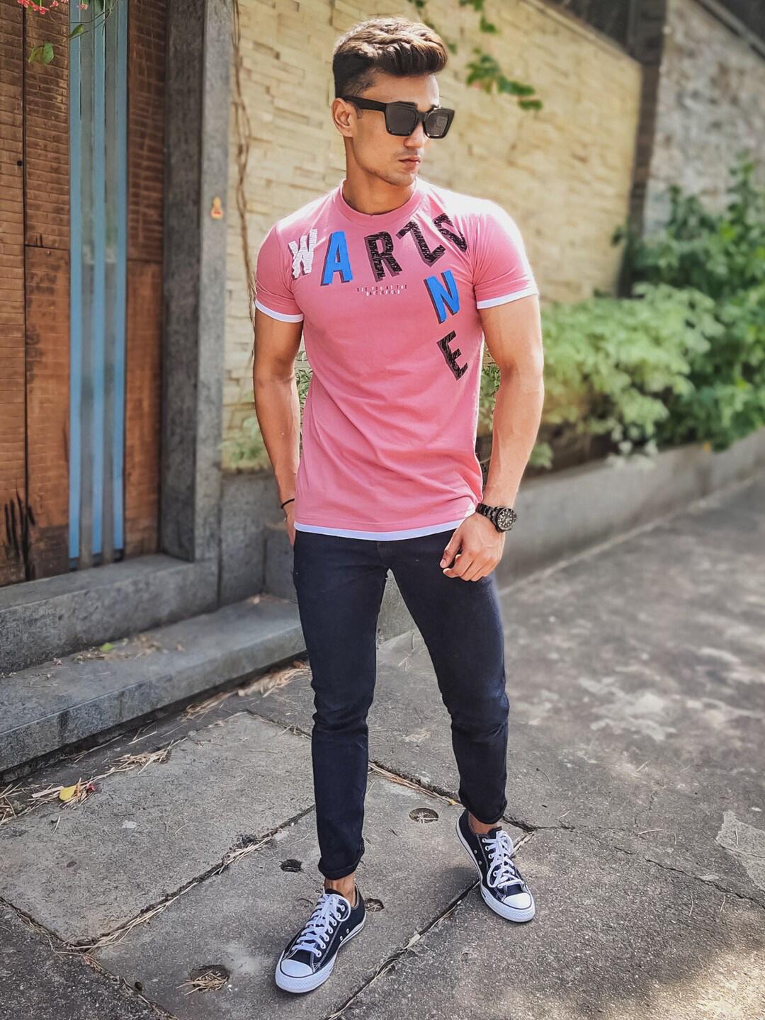Buy Powerlook Pink, Blue & Black Typography Printed Cotton T Shirt ...