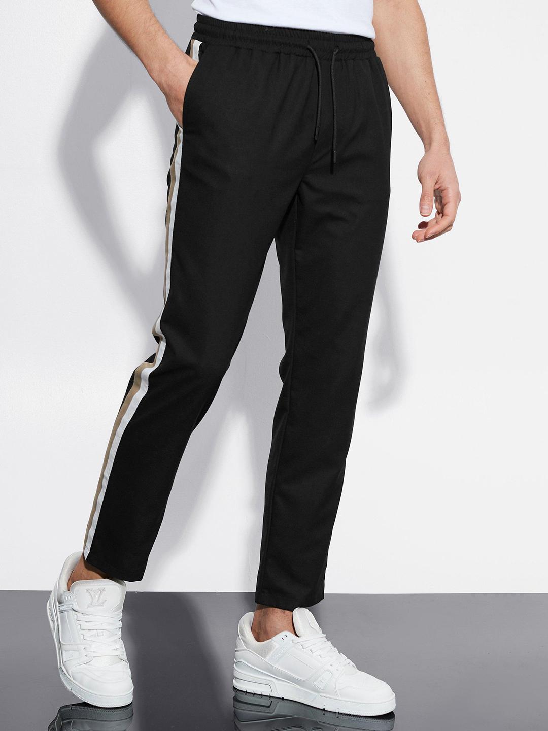 Buy BoohooMAN Skinny Fit Taping Detail Crop Track Pants - Track Pants ...