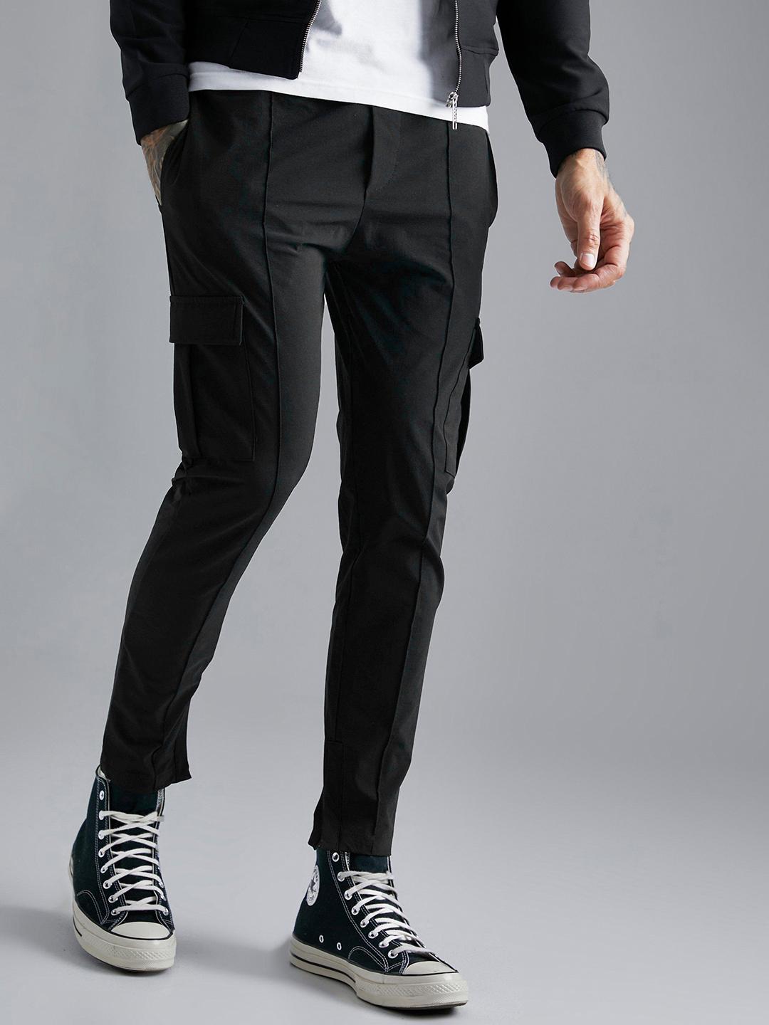 Buy BoohooMAN Men Navy Blue Cargos Trousers - Trousers for Men 22167472 ...
