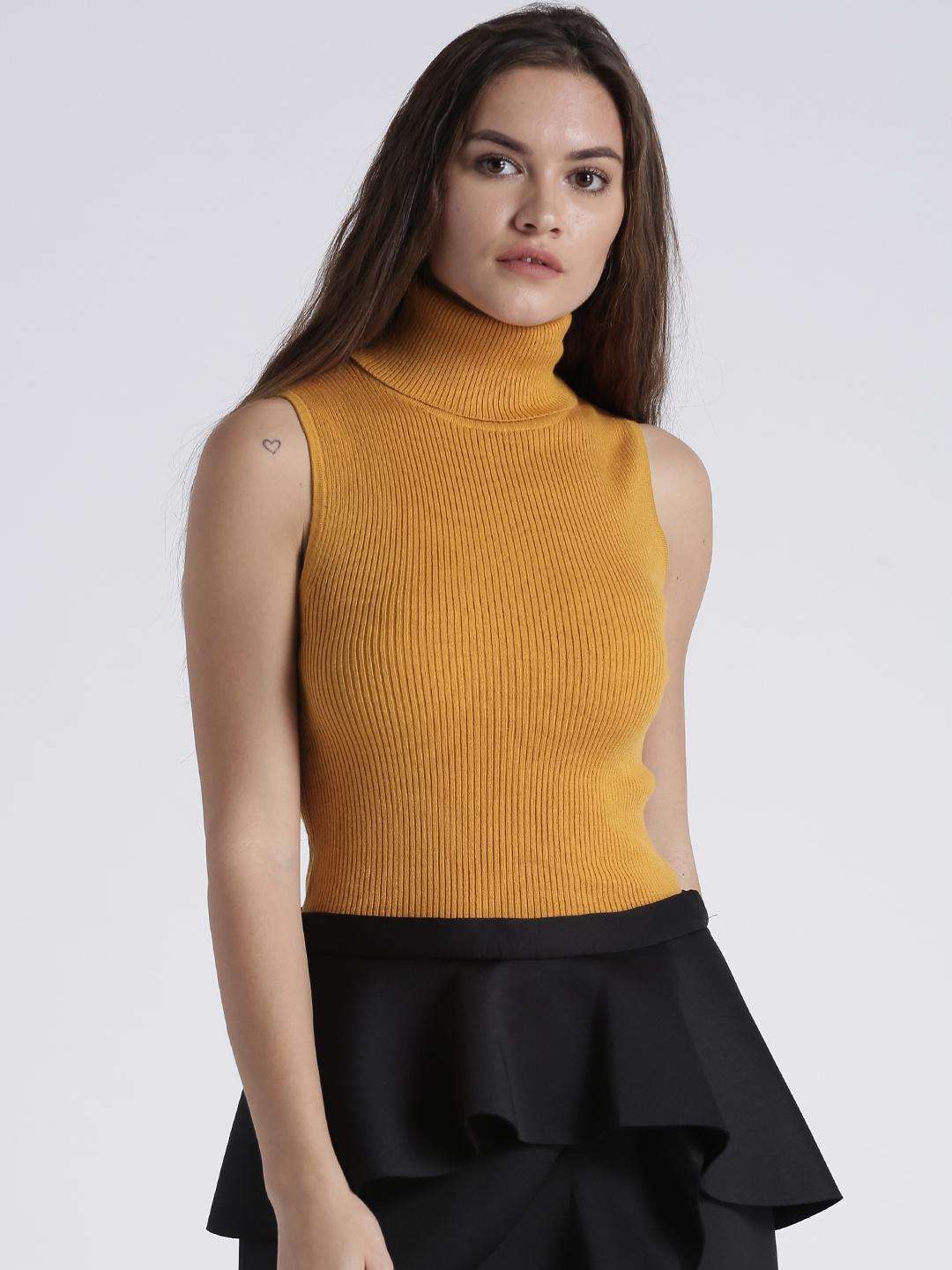 Buy Splash Women Mustard Yellow Solid Fitted Top - Tops for Women ...