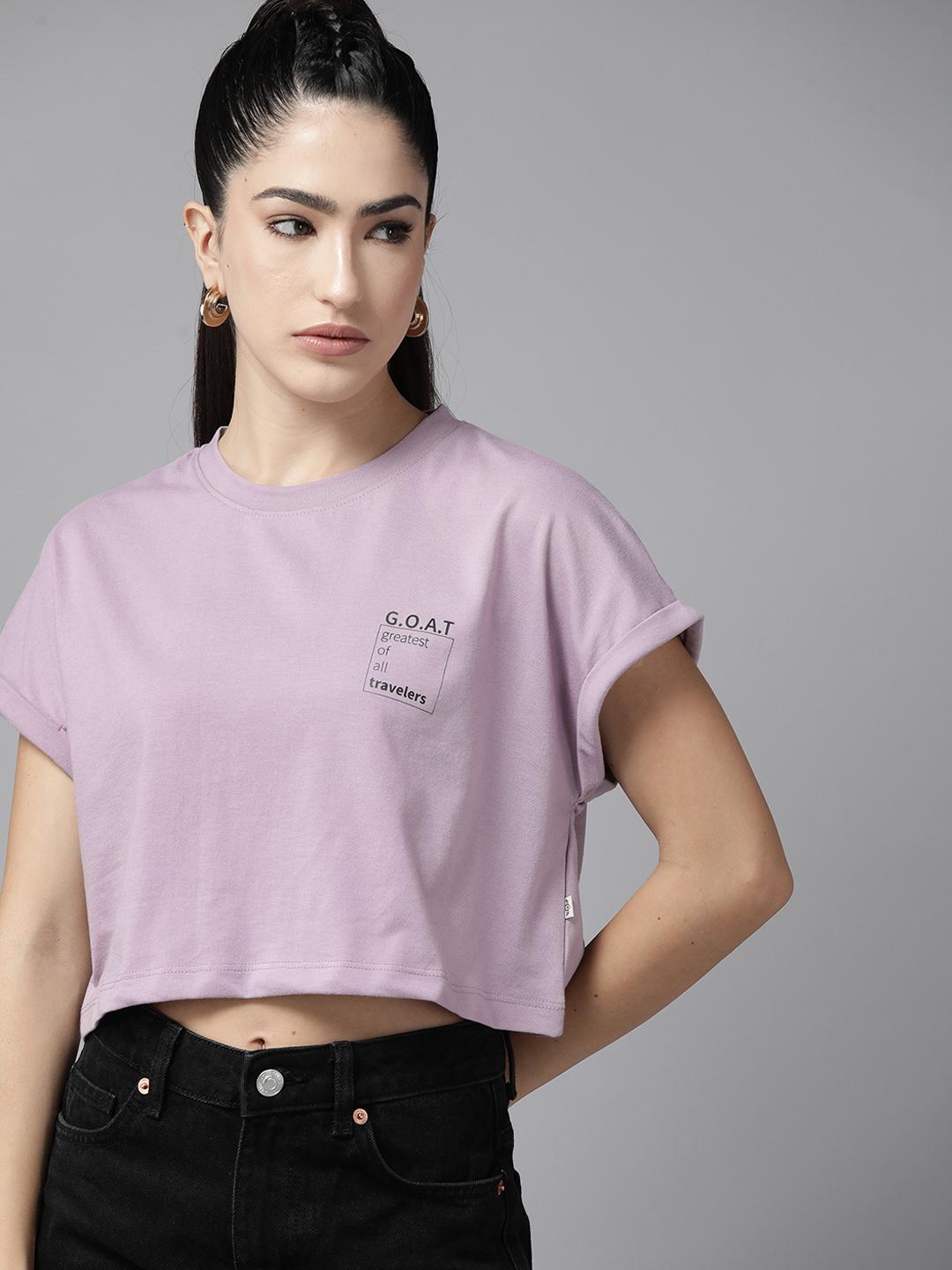 Buy Roadster Printed Extended Sleeves Crop Top - Tops for Women ...
