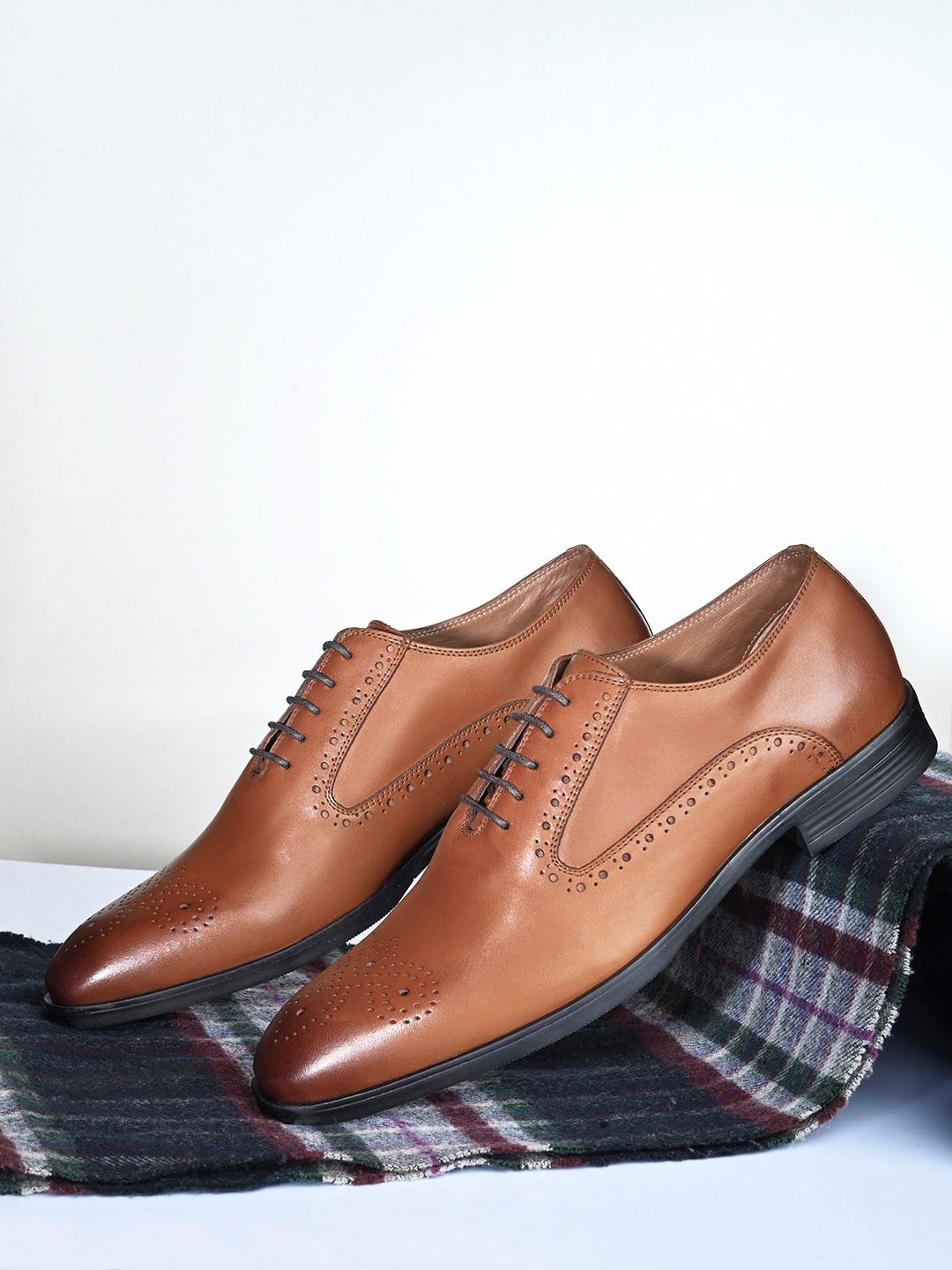 Buy House Of Pataudi Men Genuine Leather Perforated Formal Brogues ...