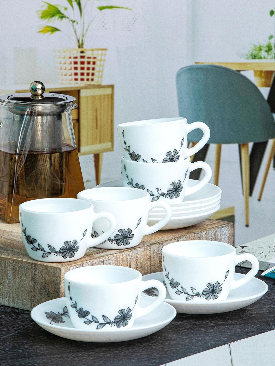 Buy Cello Dazzle Queen Set Of 12 Florid Vine Design Opalware Cups And ...
