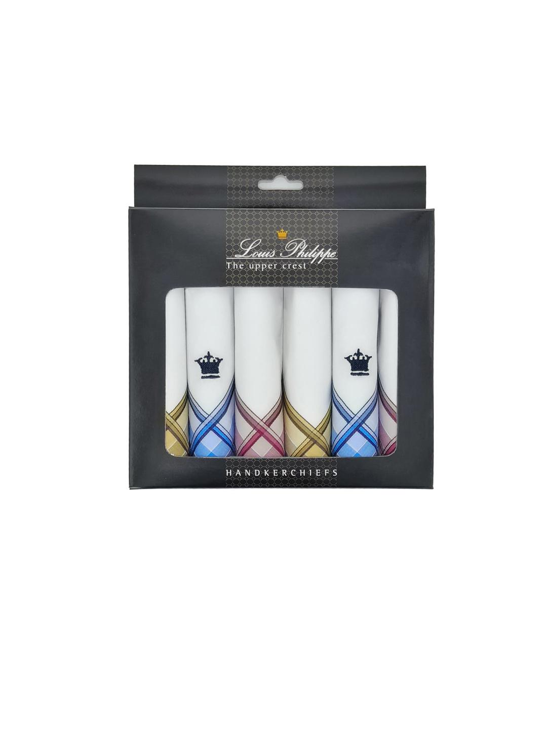 Buy Louis Philippe Men Pack Of 6 Cotton Color Border Handkerchiefs ...