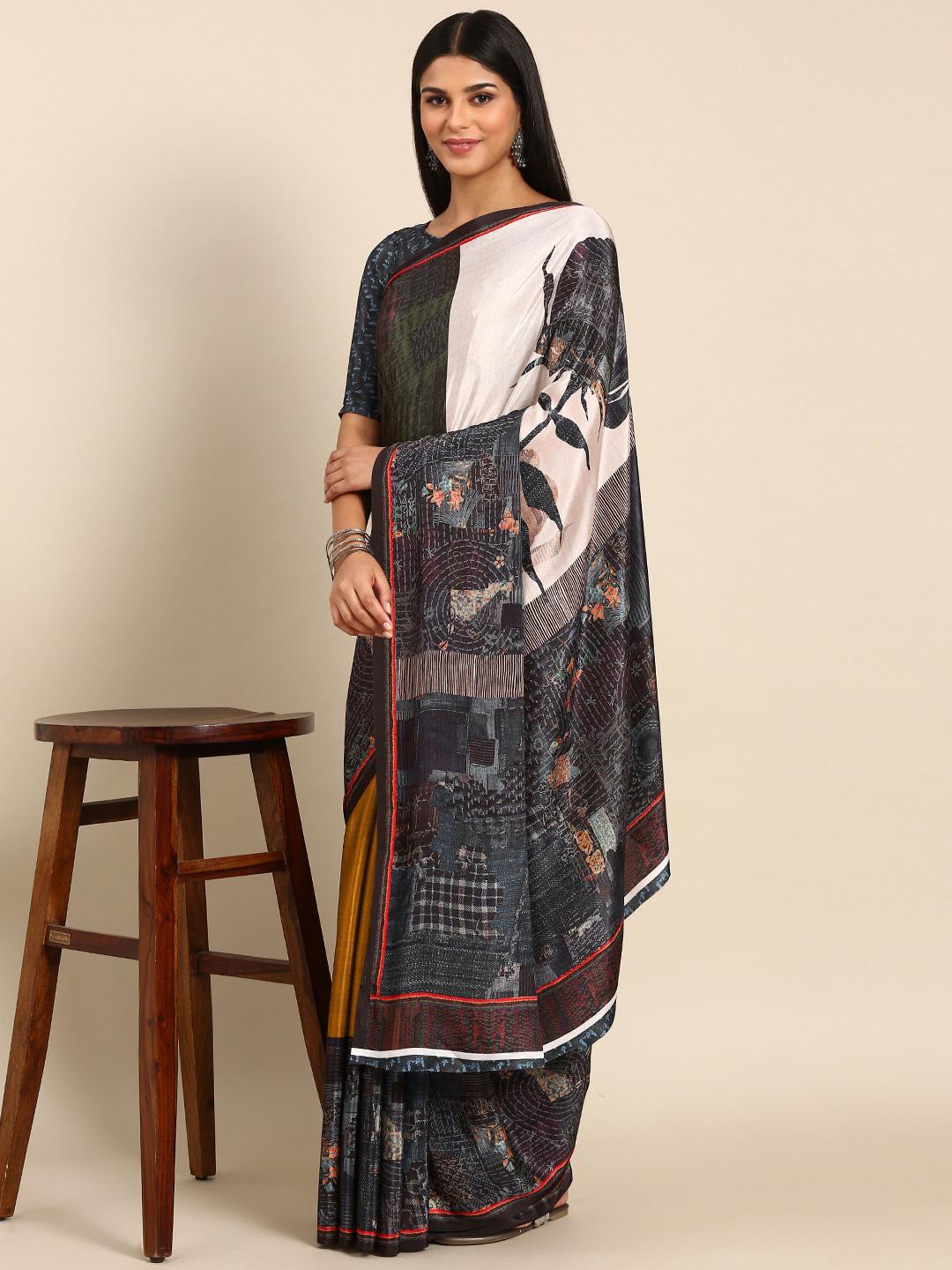 Buy Mitera Abstract Print Saree - Sarees for Women 22231510 | Myntra