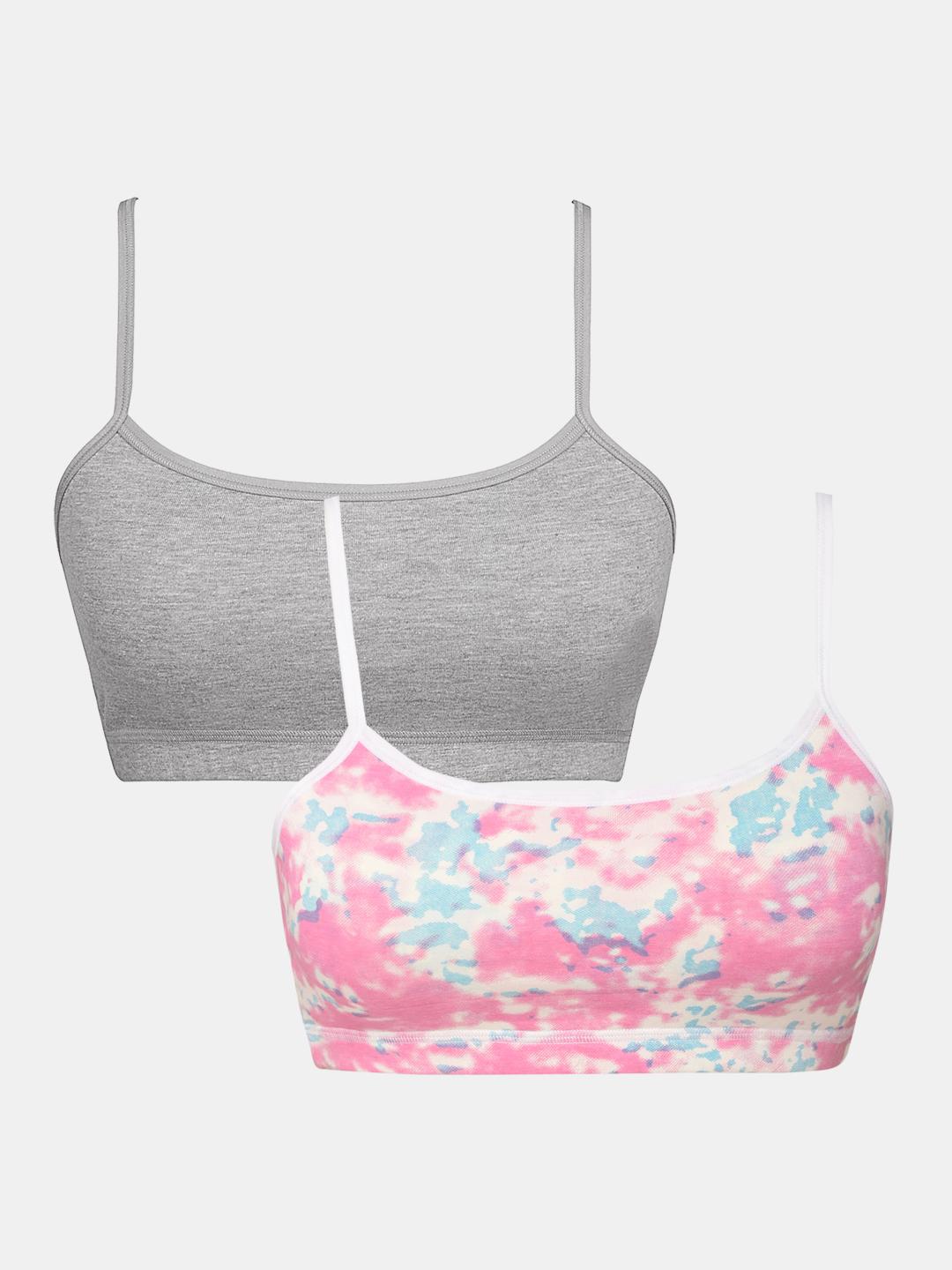 Buy Sillysally Girls Pack Of 2 Abstract Full Coverage Sports Bra - Bra ...