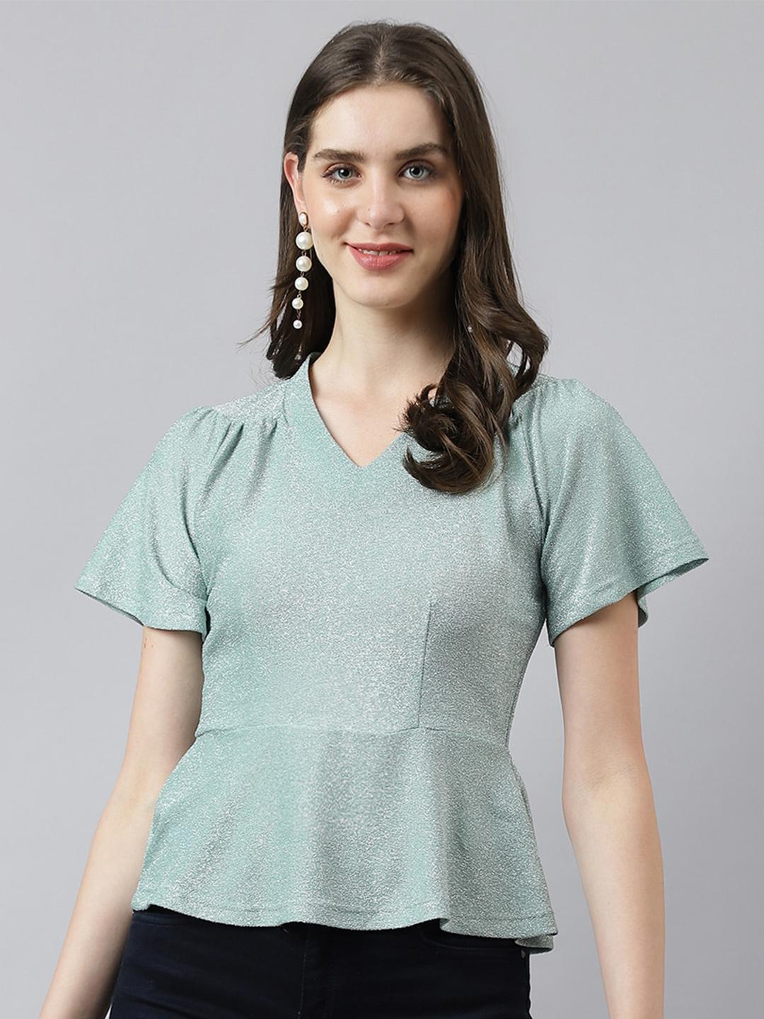 Buy Latin Quarters V Neck Embellished Peplum Top - Tops for Women ...