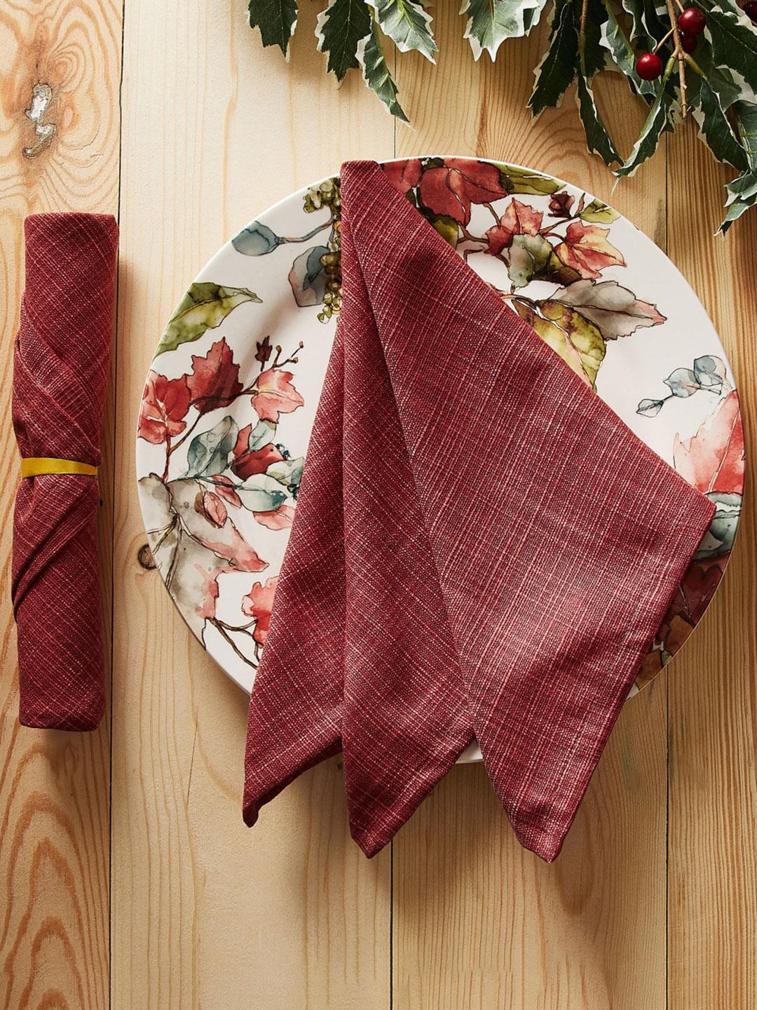 Buy Home Centre Carols Red 2 Pieces Table Napkins - Table Napkins for ...