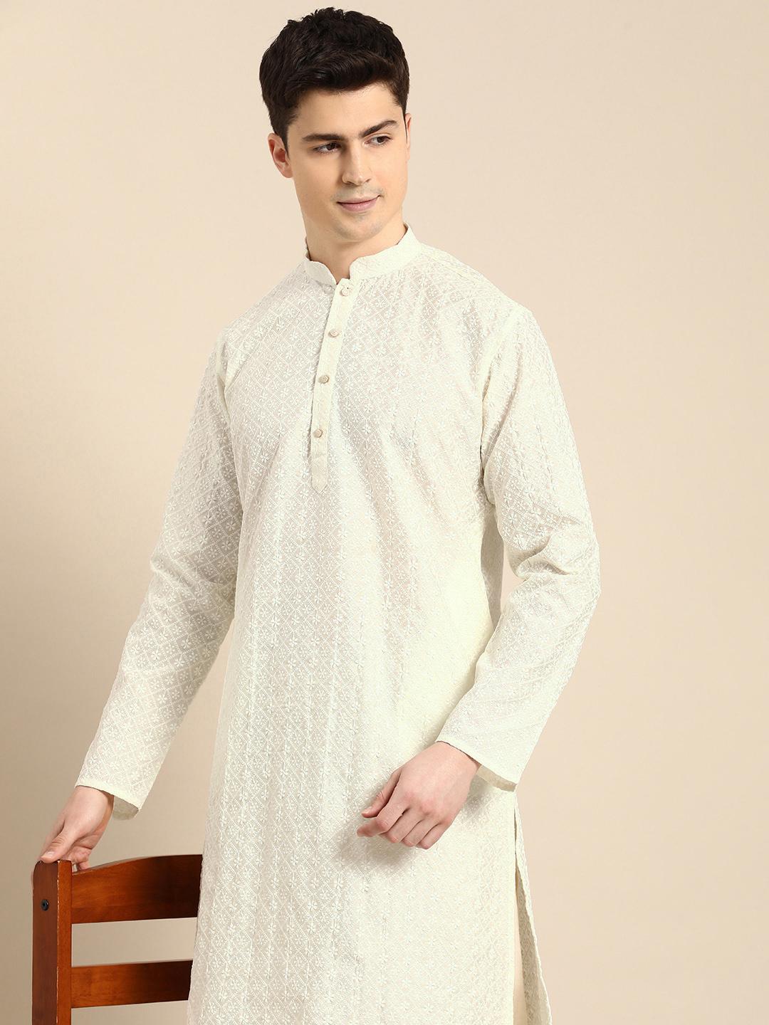 Buy Anouk Men Geometric Embroidered Thread Work Kurta - Kurtas for Men ...