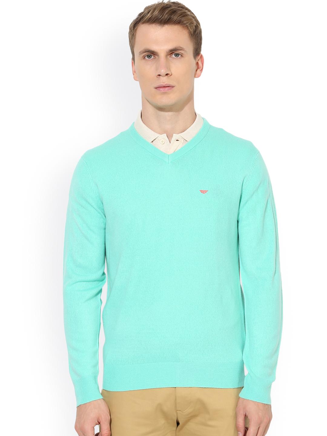 Buy Red Tape Men Turquoise Blue Solid Pullover - Sweaters for Men ...
