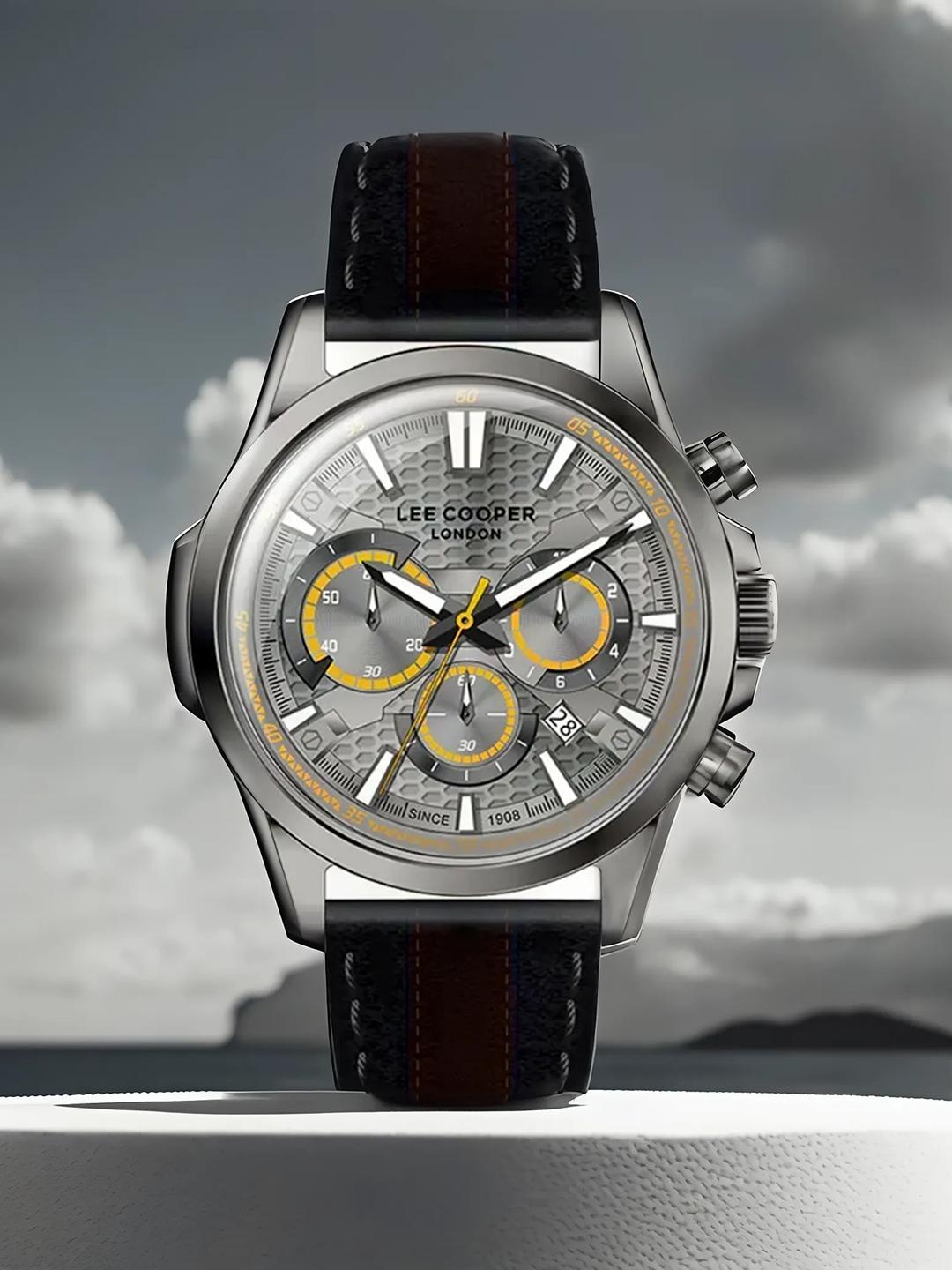 Buy Lee Cooper Men Brass Leather Straps Analogue Multi Function Watch ...