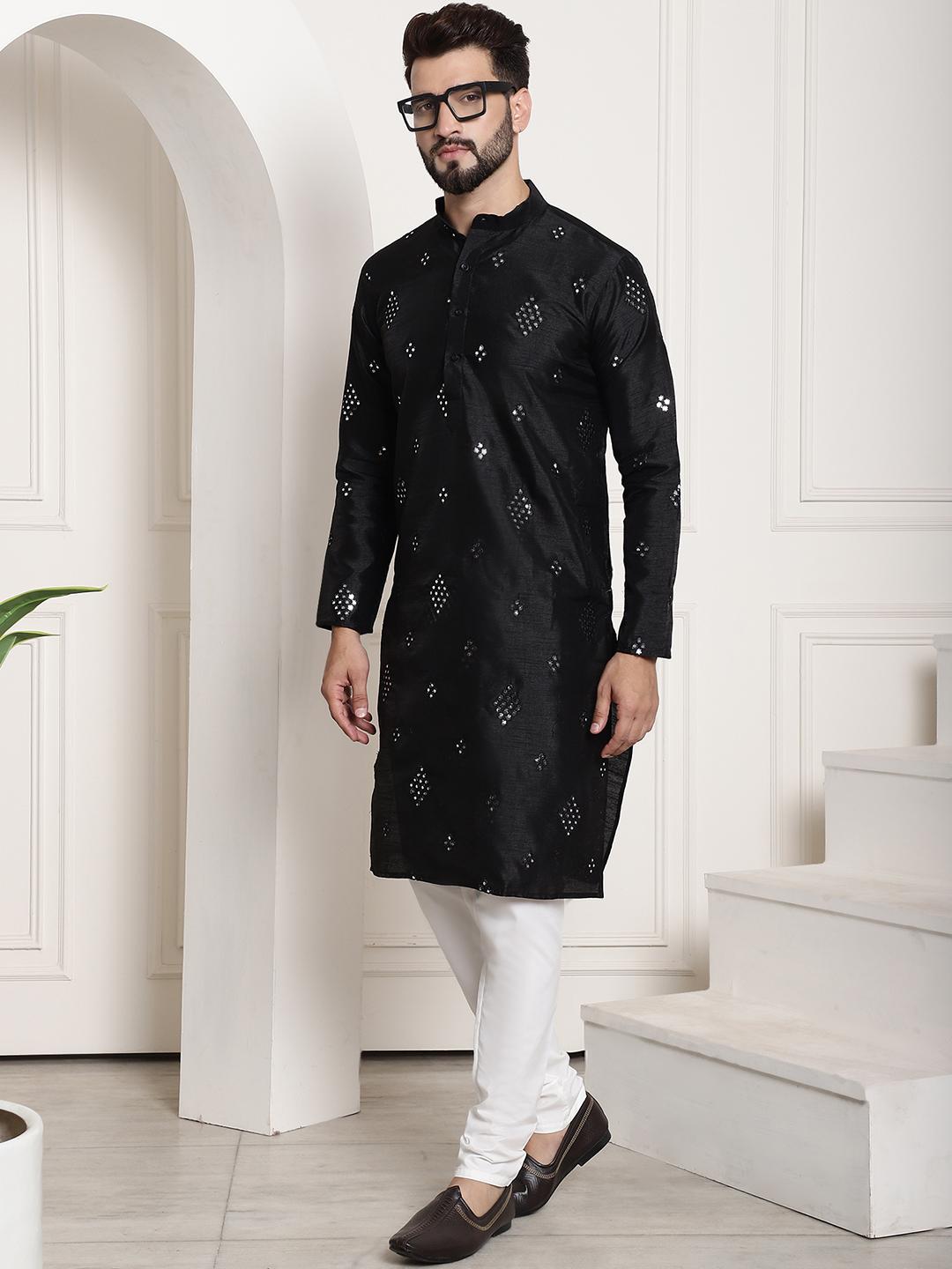 Buy SOJANYA Embroidered Regular Mirror Work Kurta With Churidar - Kurta ...
