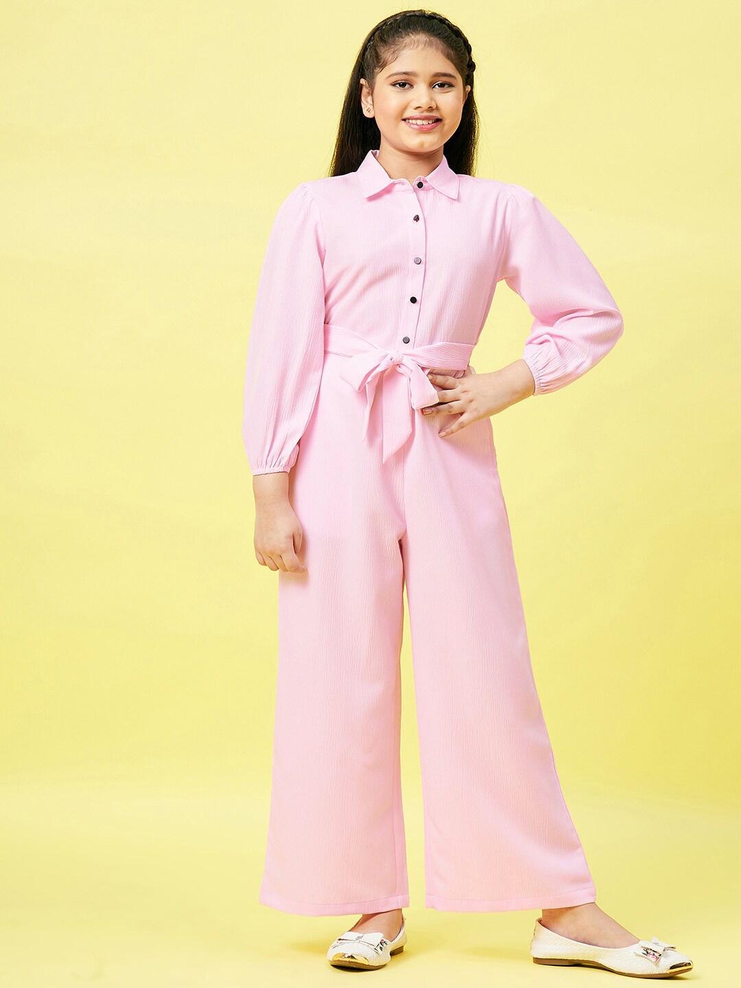 Buy Stylo Bug Girls Waist Tie Ups Basic Jumpsuit - Jumpsuit for Girls ...