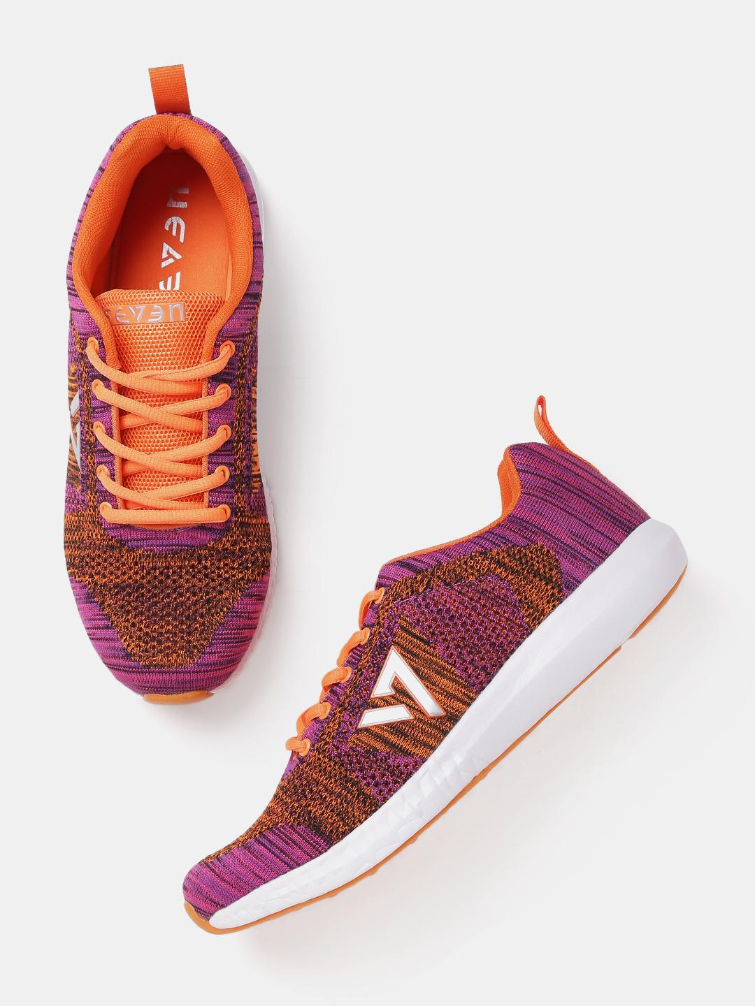 Buy SEVEN By MS Dhoni Women Purple & Orange Vulcan Running Shoes ...