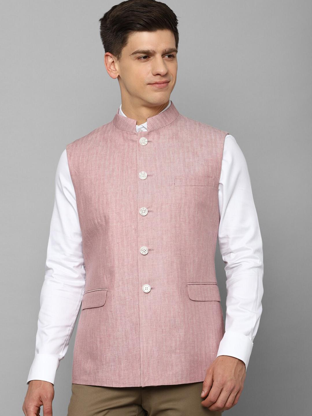 Buy Louis Philippe Woven Designed Linen Nehru Jacket - Nehru Jackets ...