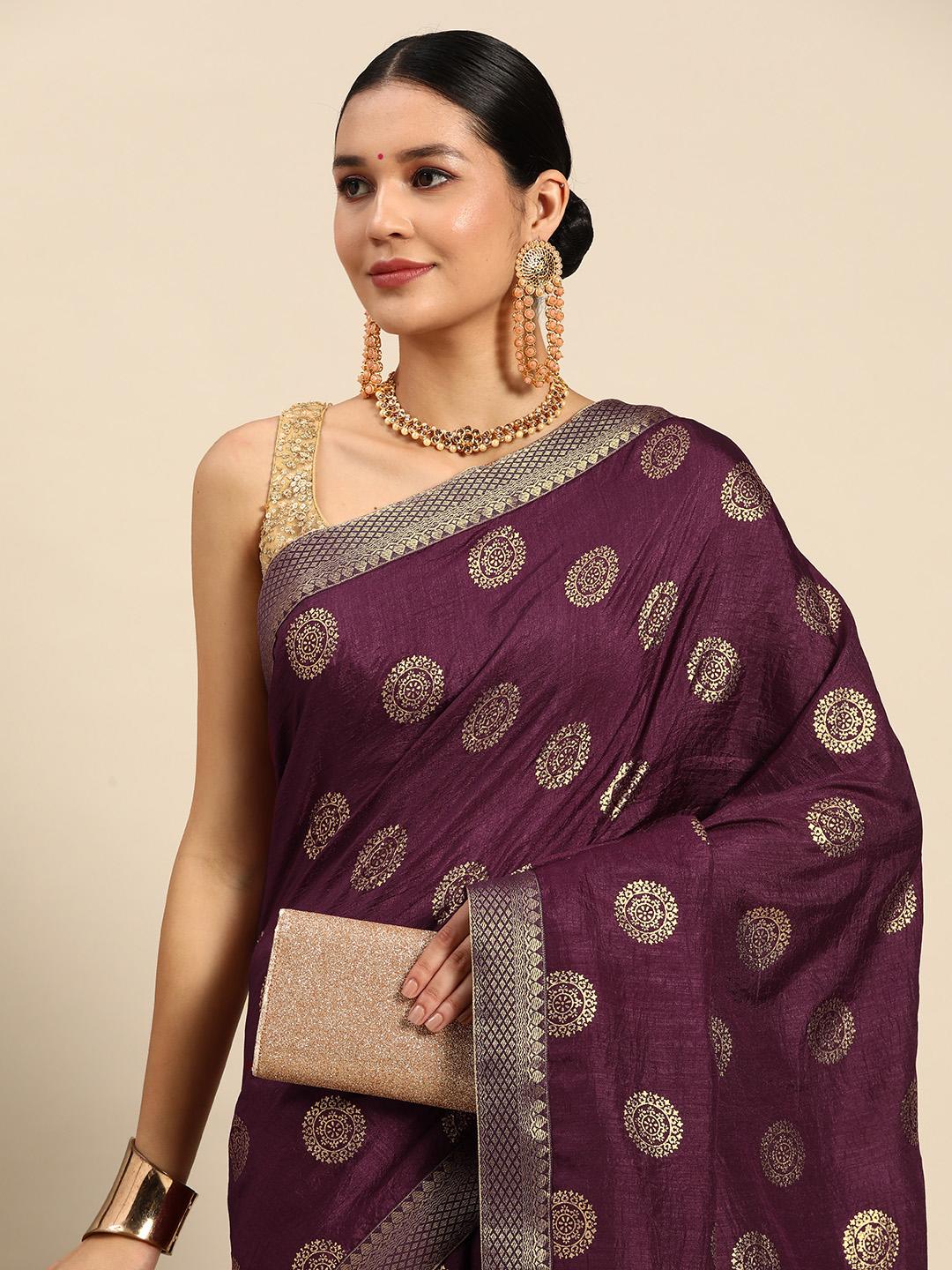 Buy SAARYA Ethnic Motifs Zari Block Print Saree - Sarees for Women ...