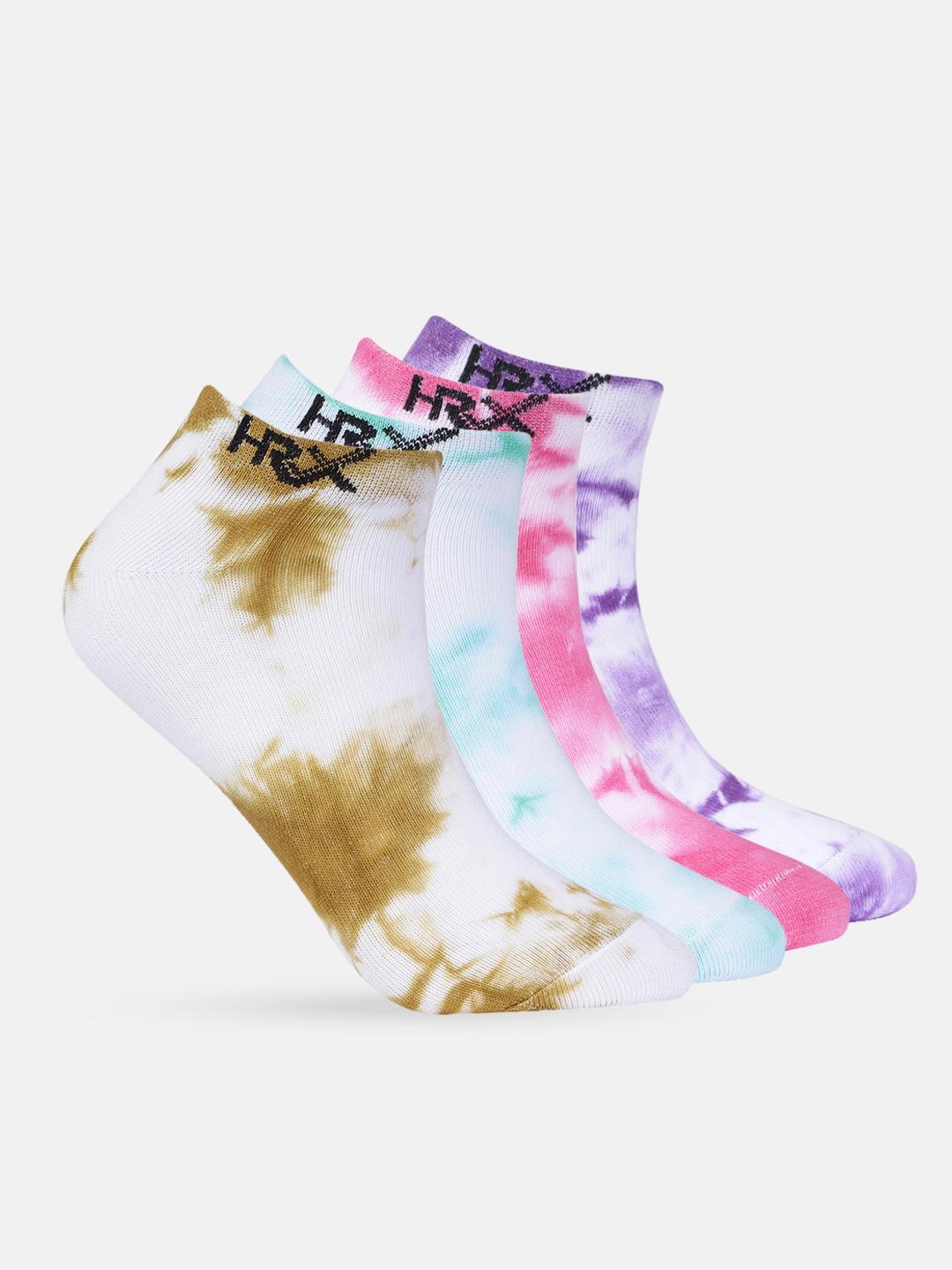Buy HRX By Hrithik Roshan Men Pack Of 4 Tie & Dye Ankle Length Socks ...