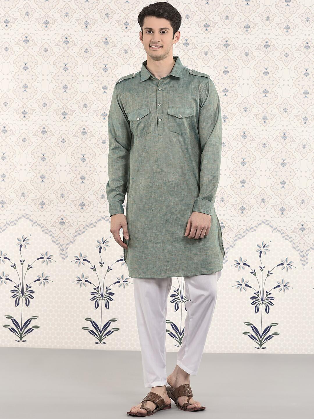 Buy Ode By House Of Pataudi Woven Design Shirt Collar Long Sleeves ...
