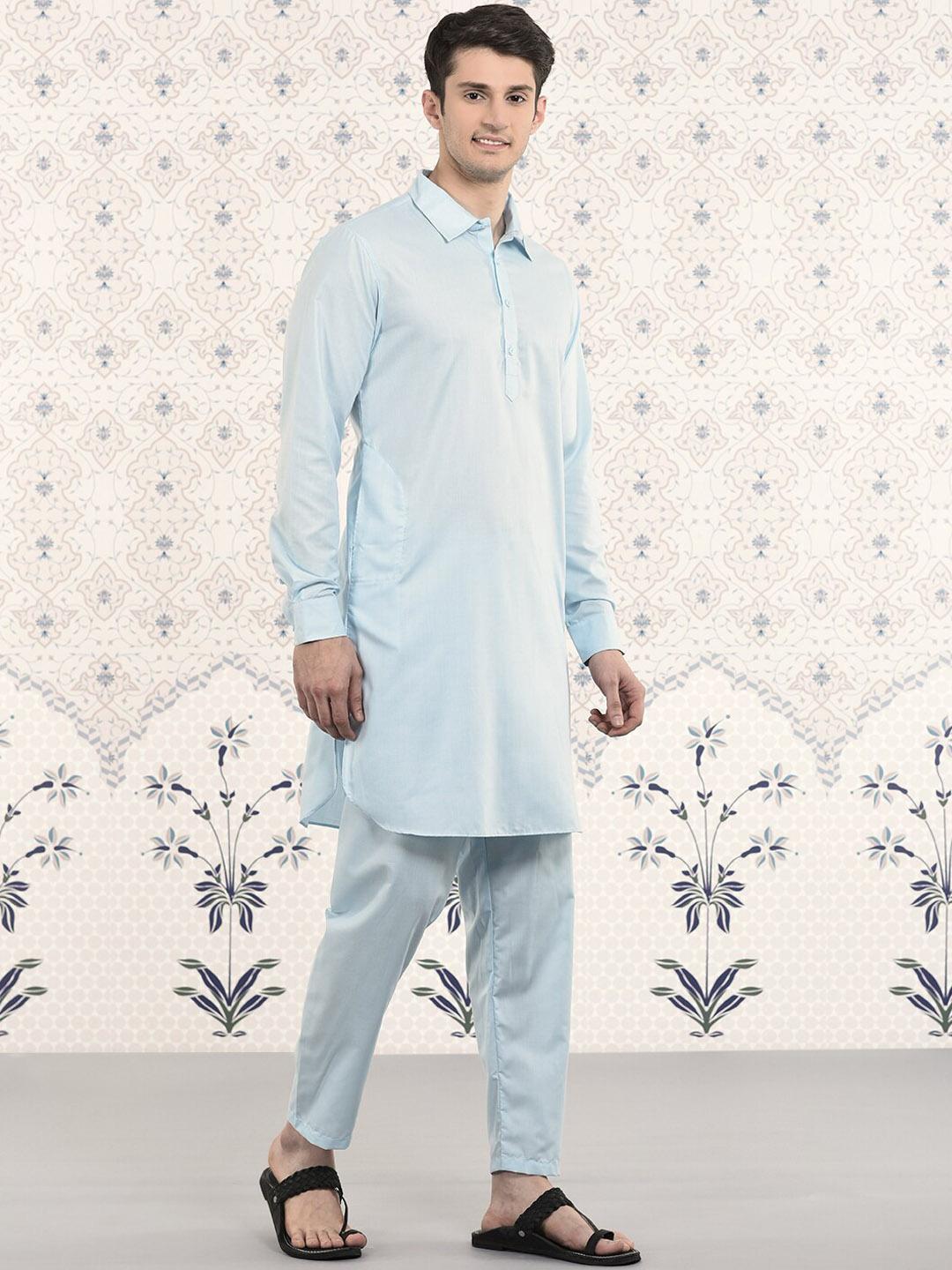 Buy Ode By House Of Pataudi Shirt Collar Kurta With Pyjamas - Kurta ...