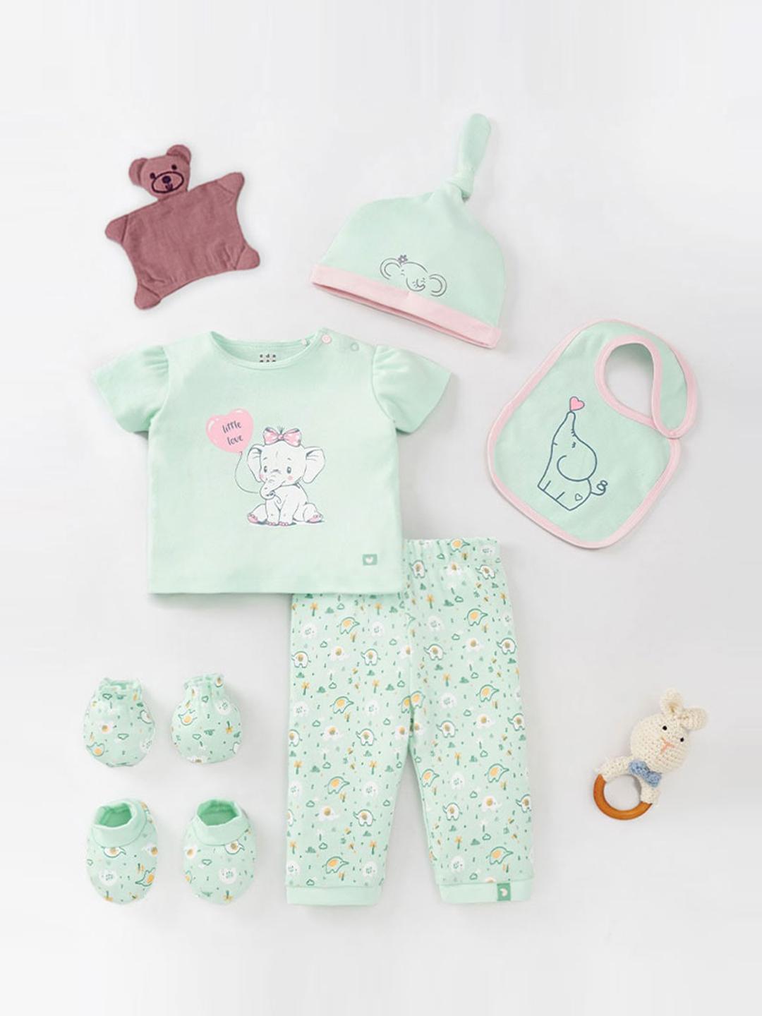 Buy Ed A Mamma Baby Infants Girls Pack Of 8 Printed Pure Cotton Baby ...