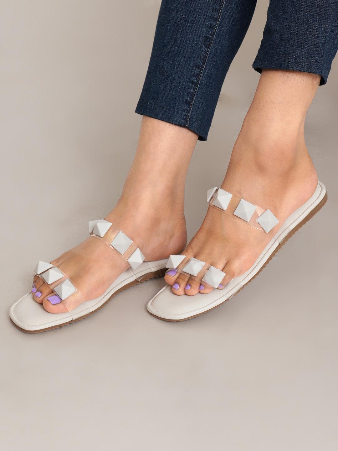 Buy HASTEN Studded Open Toe Flats - Flats for Women 22423422 | Myntra