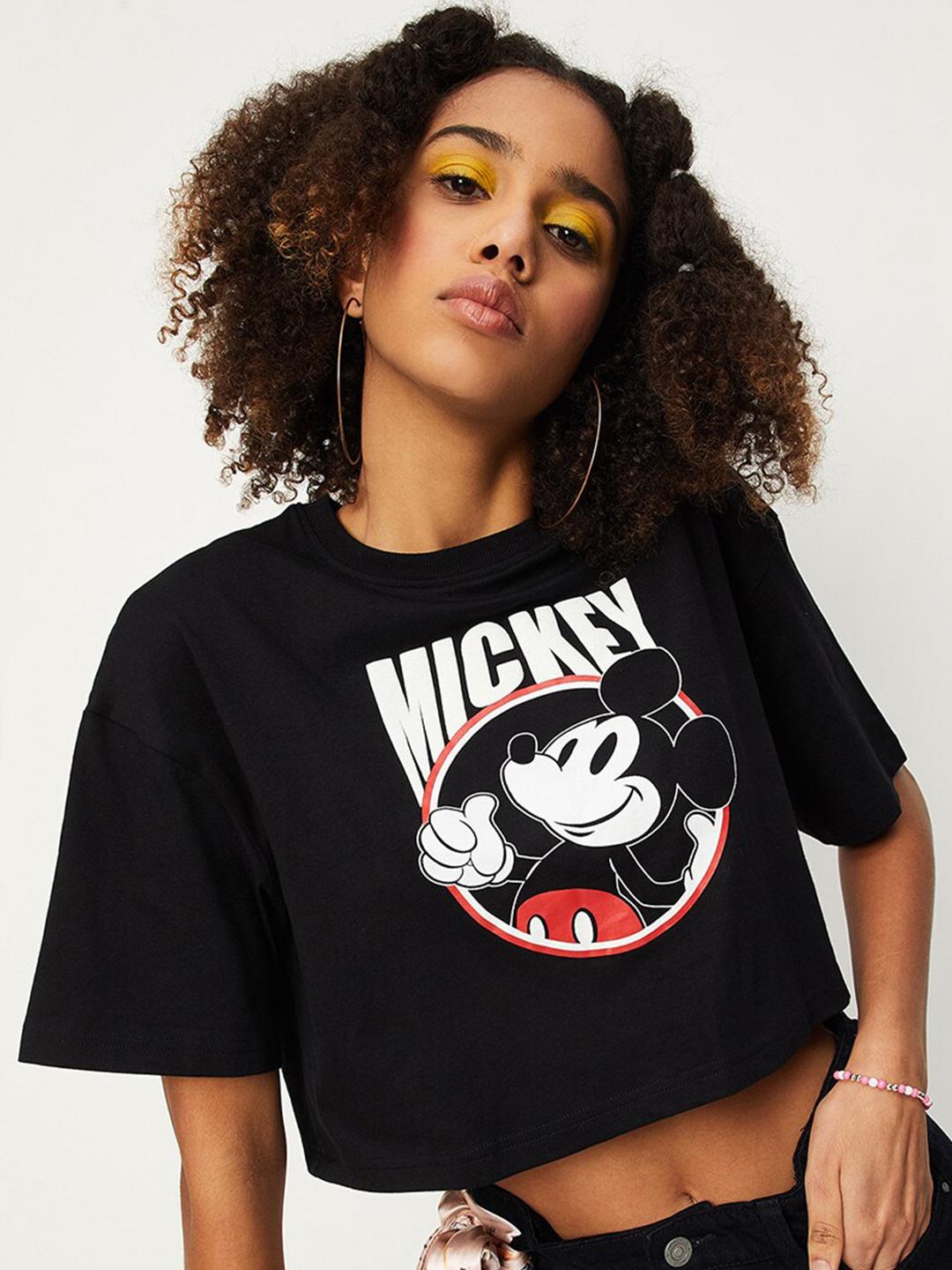Buy Max Mickey Mouse Printed Pure Cotton T Shirt - Tshirts for Women ...