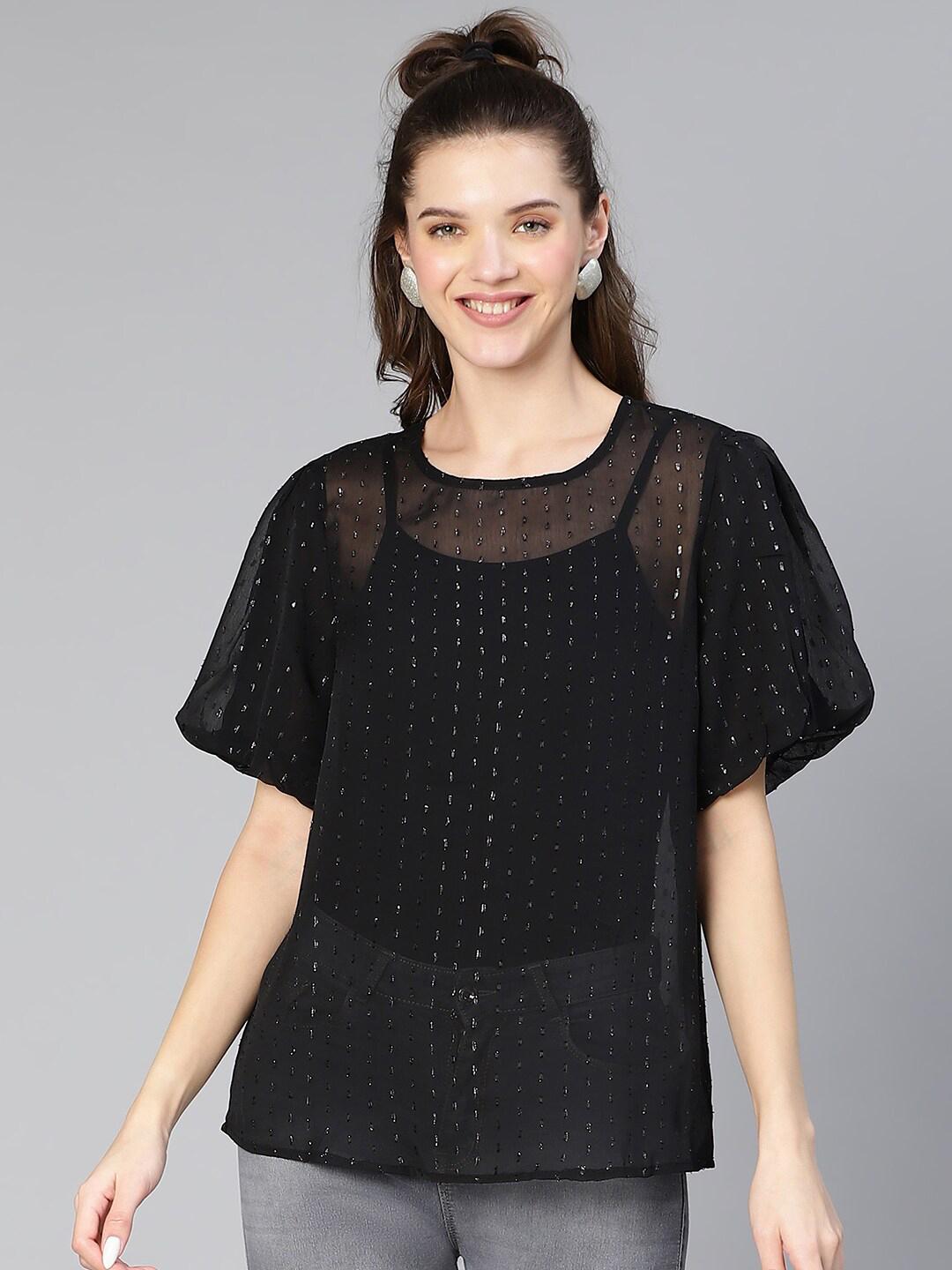 Buy Oxolloxo Sequined Embellished Flared Sleeves Top - Tops for Women ...