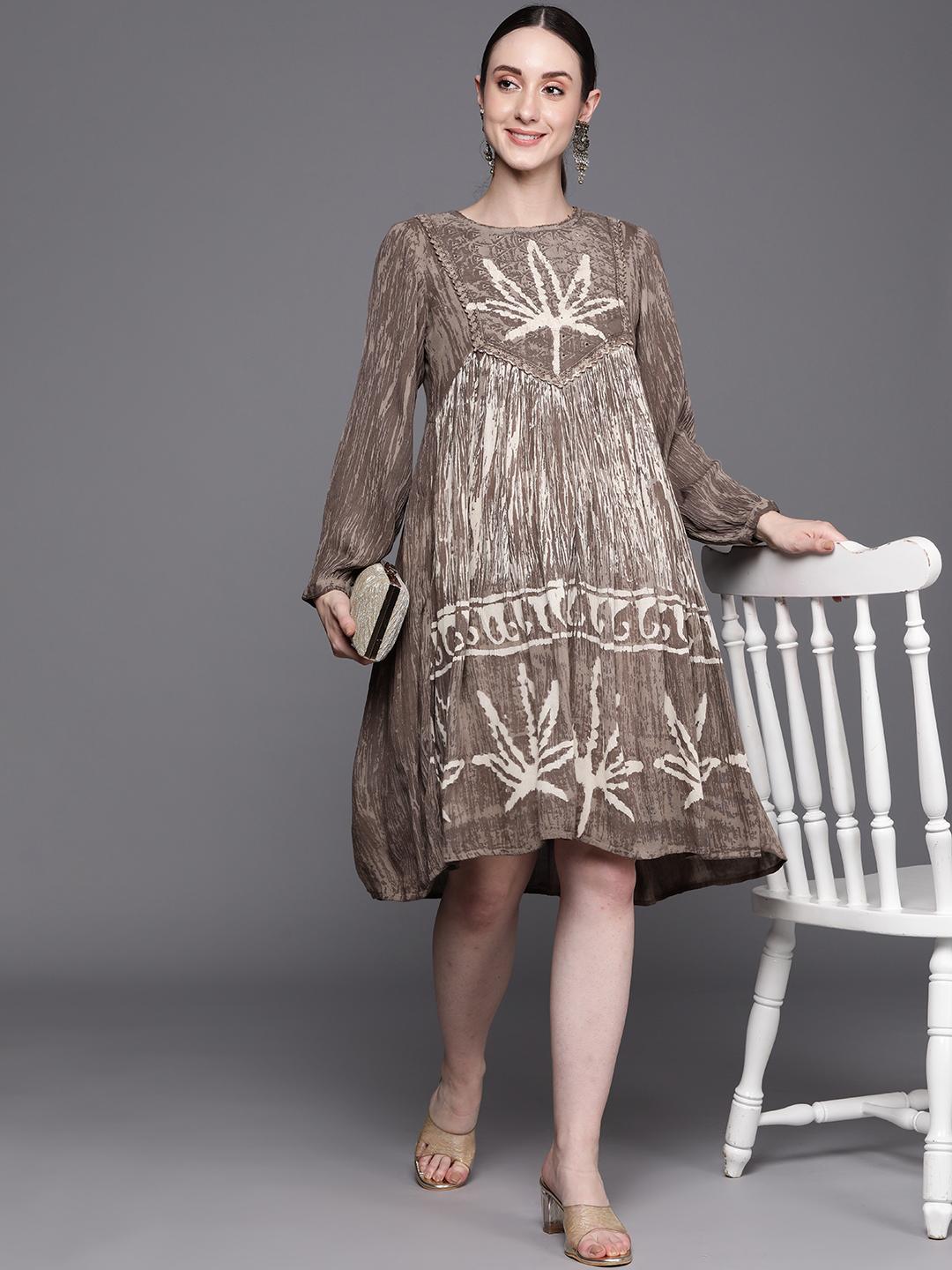 Buy Indo Era Dyed Puff Sleeves Ethnic Dress - Ethnic Dresses for Women ...
