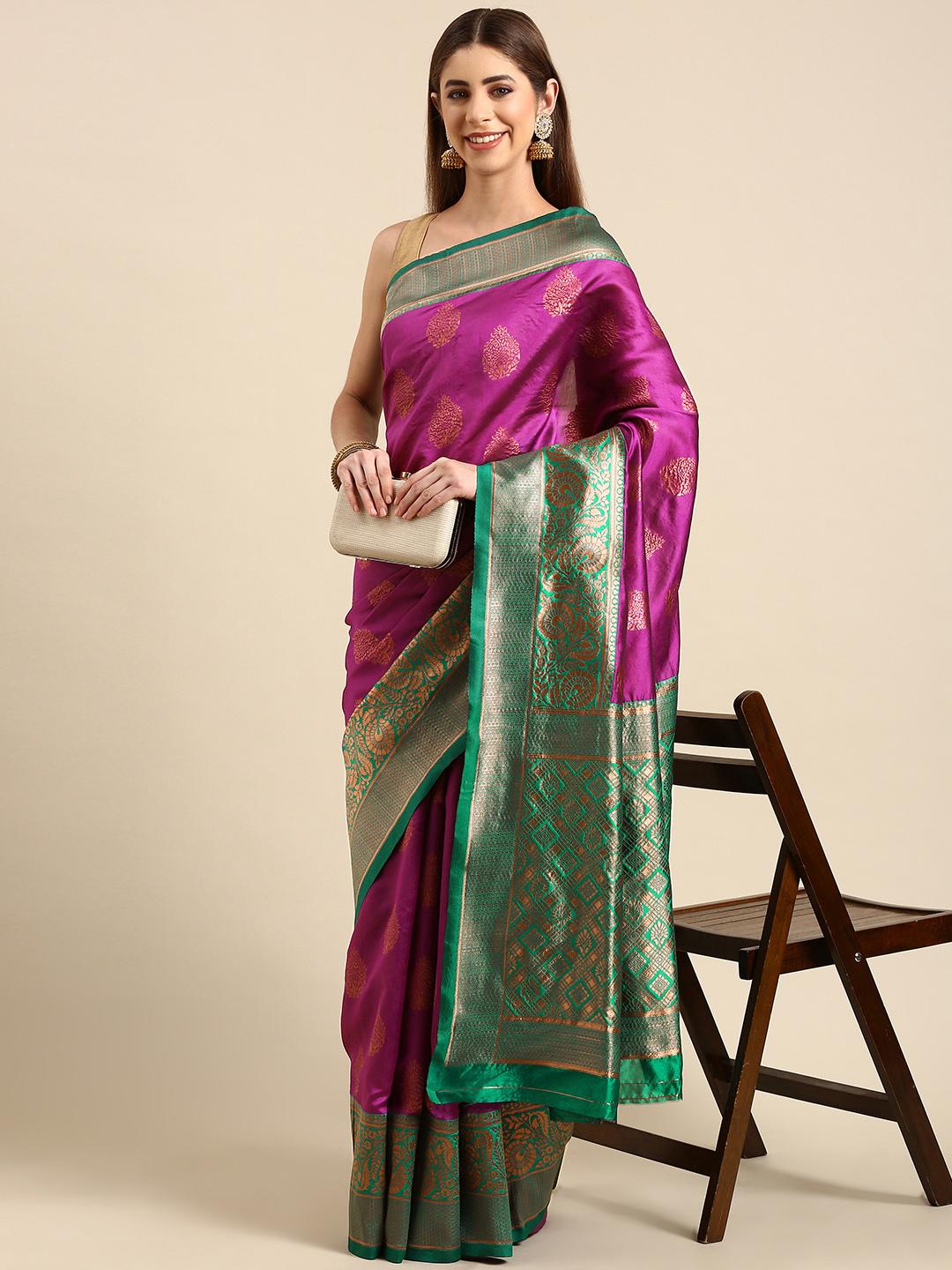 Buy SHANVIKA Ethnic Motifs Zari Art Silk Banarasi Saree - Sarees for ...