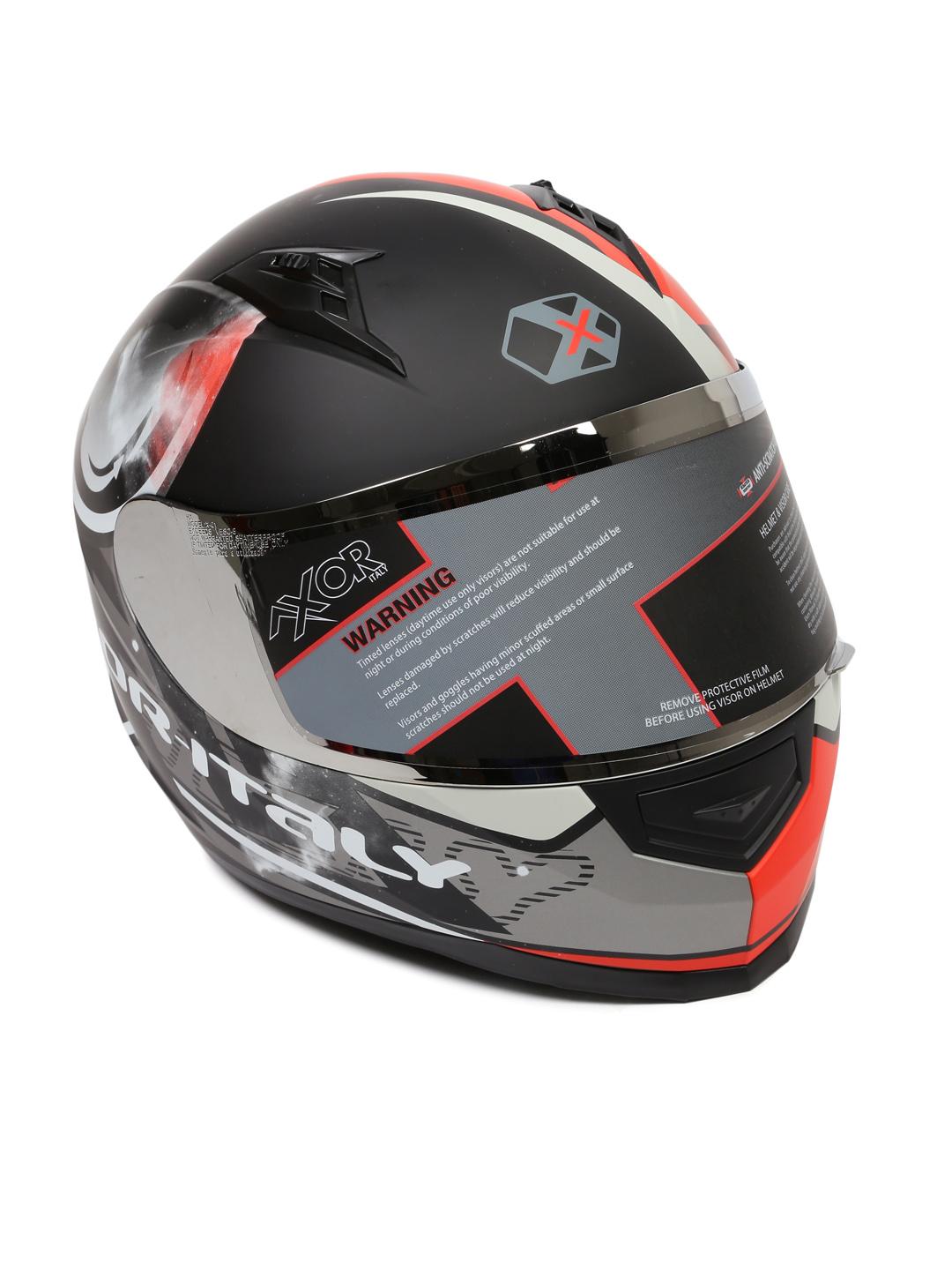 Buy AXOR Men Black & Red Matt FLY Printed Full Face Helmet X302 A026 ...
