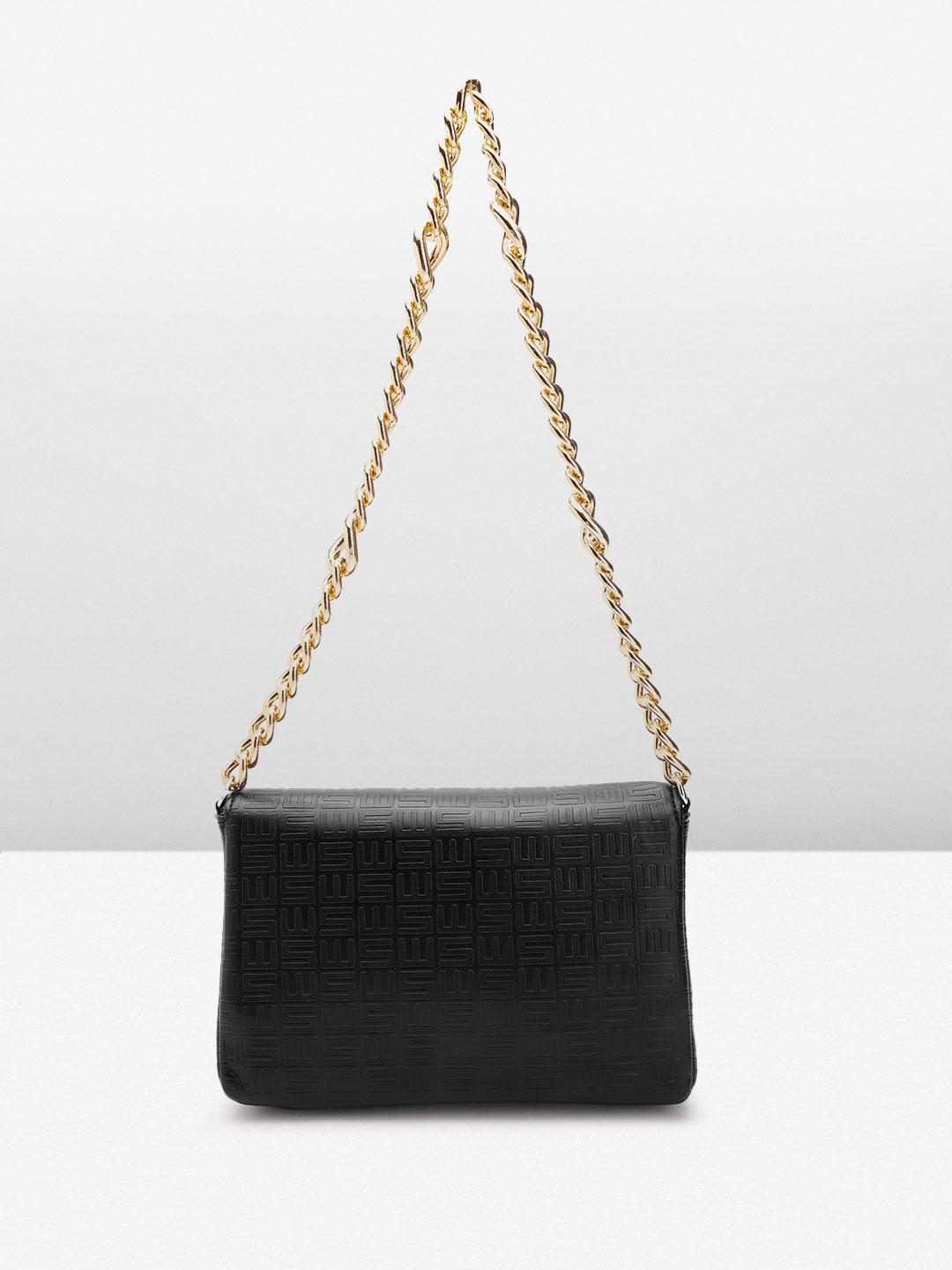 Buy MISSPAP Women Brand Logo Textured Structured Shoulder Bag ...