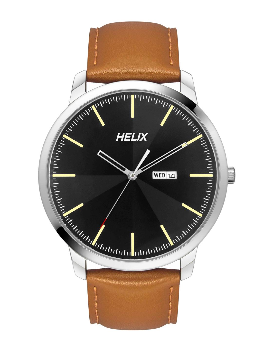 Buy Helix By Timex Black Round Dial Analog Leather Men Watch TW039HG12 ...