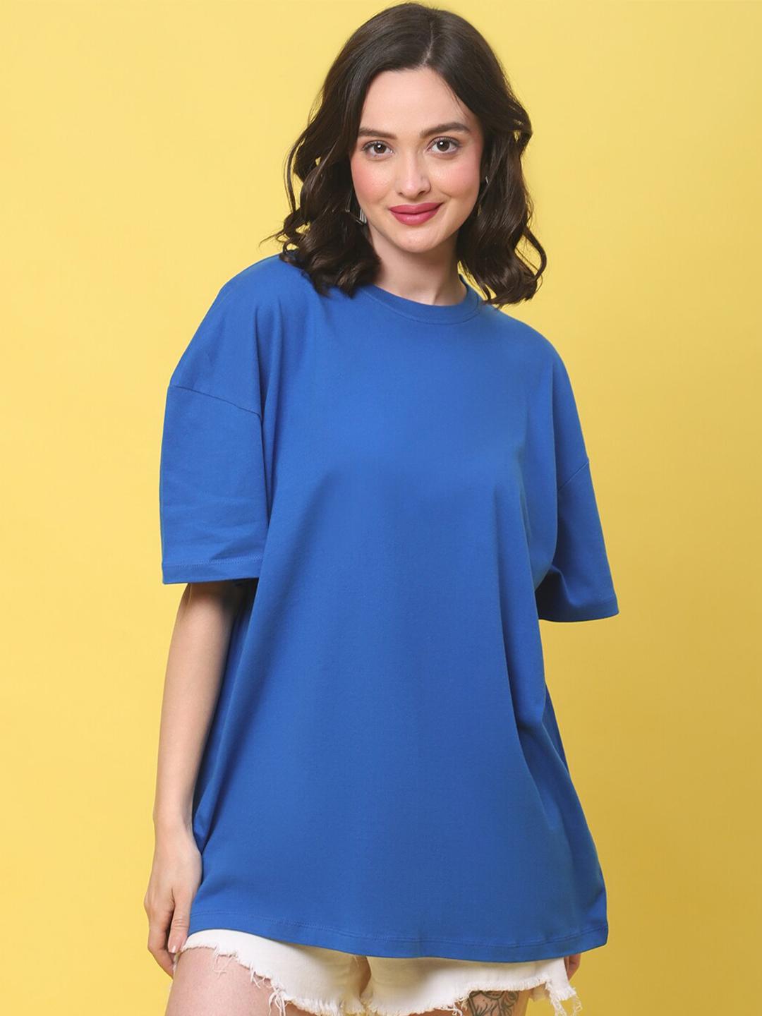 Buy DOOR74 Drop Shoulder Sleeves Loose Cotton T Shirt - Tshirts for Women 22525236 | Myntra