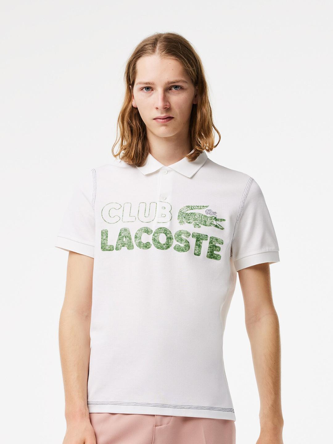Buy Lacoste Typography Printed Pure Cotton T Shirt - Tshirts for Men ...