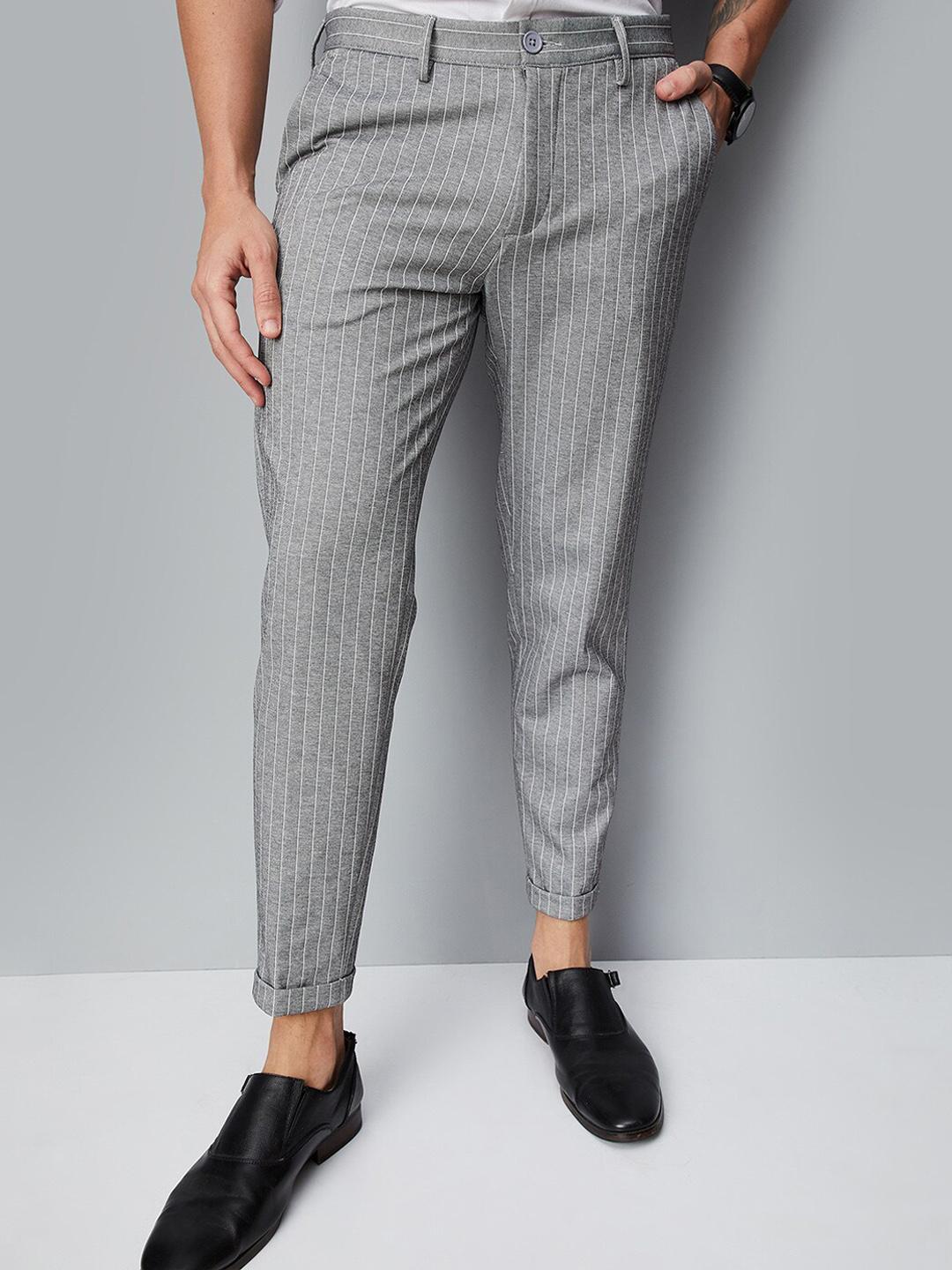 Buy Max Men Striped Relaxed Fit Formal Trousers - Trousers for Men ...