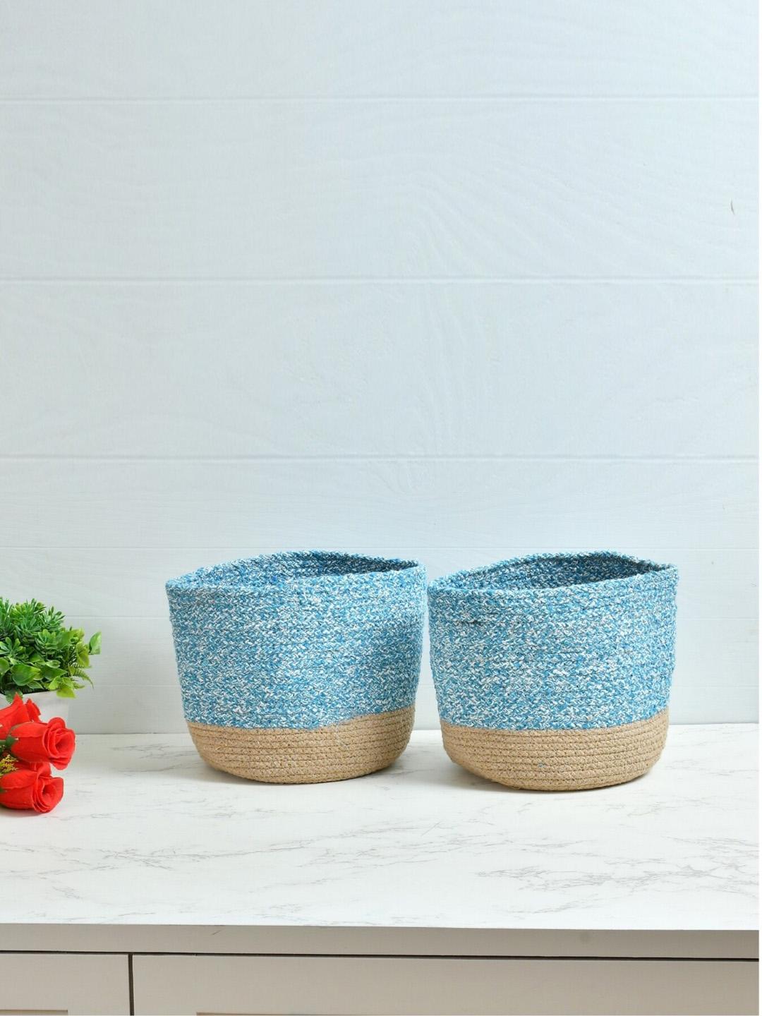 Buy Homefab India Turquoise Blue & Beige 2 Pieces Braided Woven Cotton ...