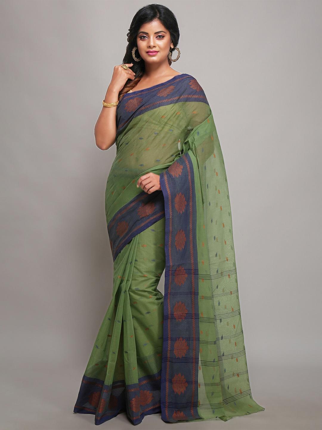 Buy WoodenTant Ethnic Motifs Woven Design Pure Cotton Taant Saree ...