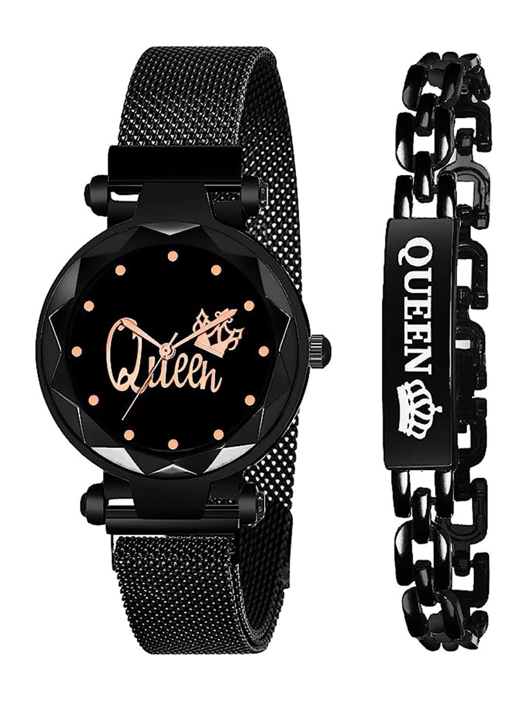 Buy CERO Women Pack Of 2 Analogue Watch With Bracelet C Com Black Queen ...