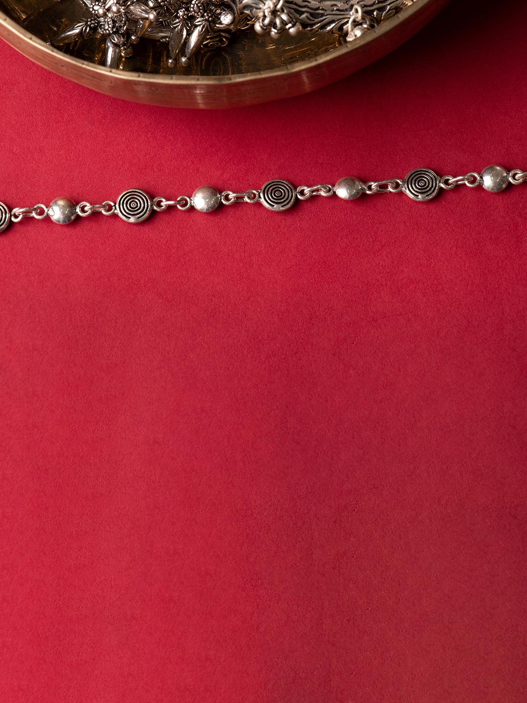 Buy Shyle Set Of 2 92.5 Sterling Silver Spiral Anklets - Anklet for ...