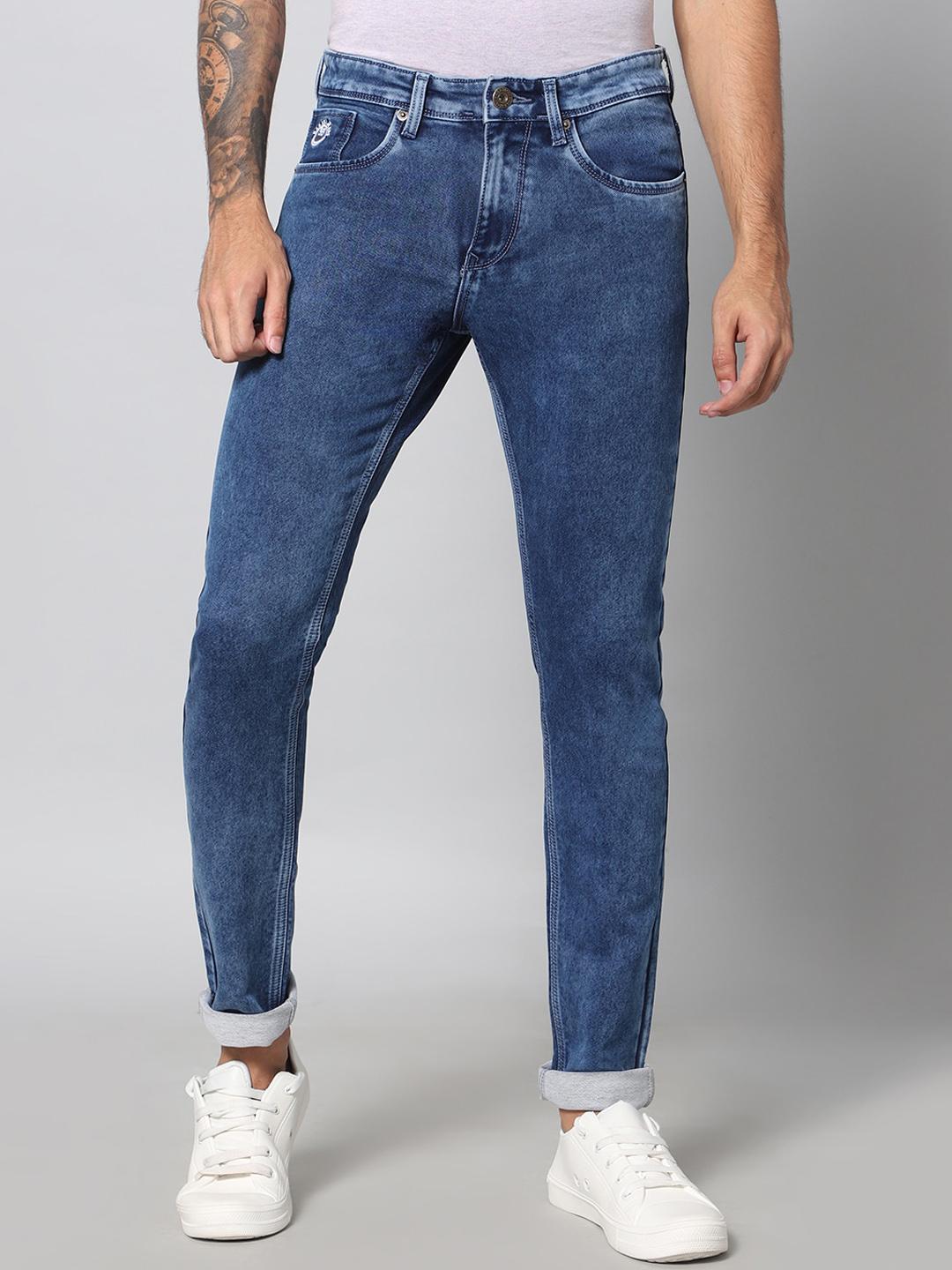 Buy HJ HASASI Men Mid Rise Clean Look Light Fade Pure Cotton Relaxed ...